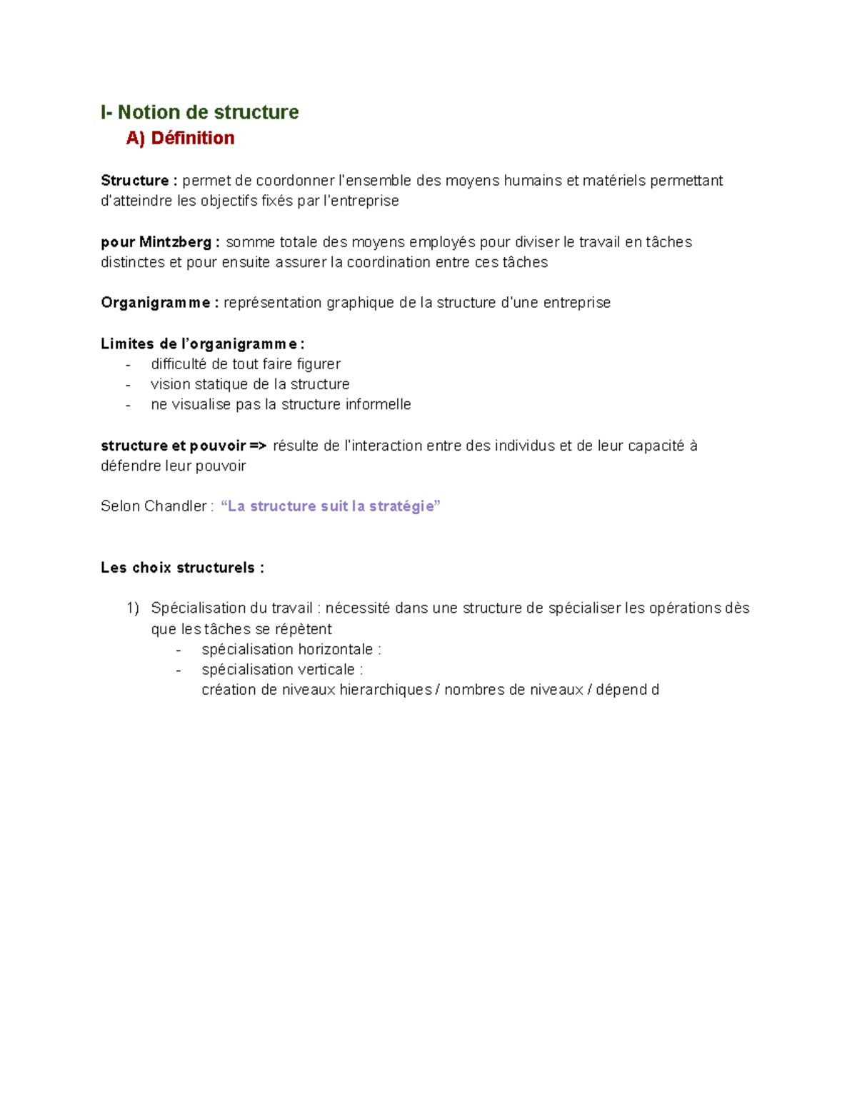 Chapitre 4 : Structure - Cours sur la Coordination et Spécialisation - Studocu