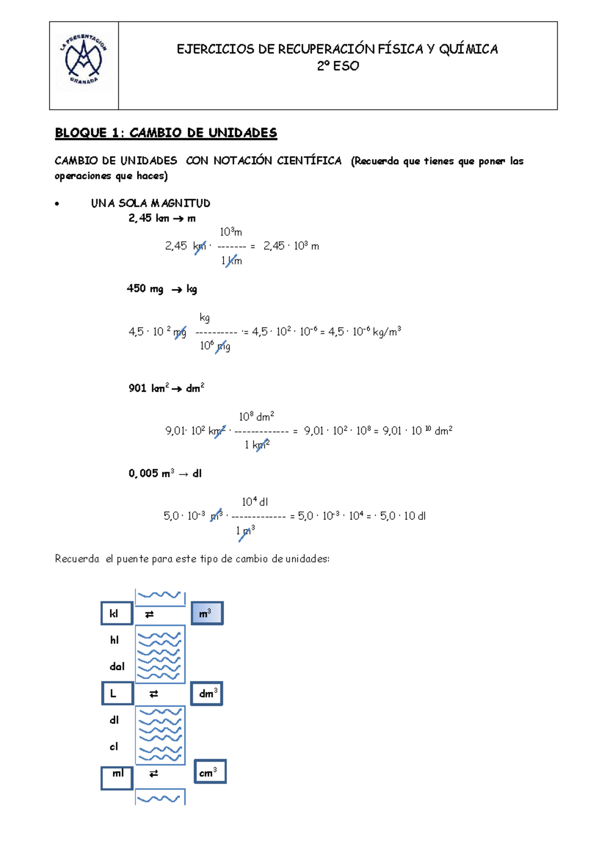 Ejercicios Resueltos de Cambio de Unidades 2º ESO - Física y Química - Studocu