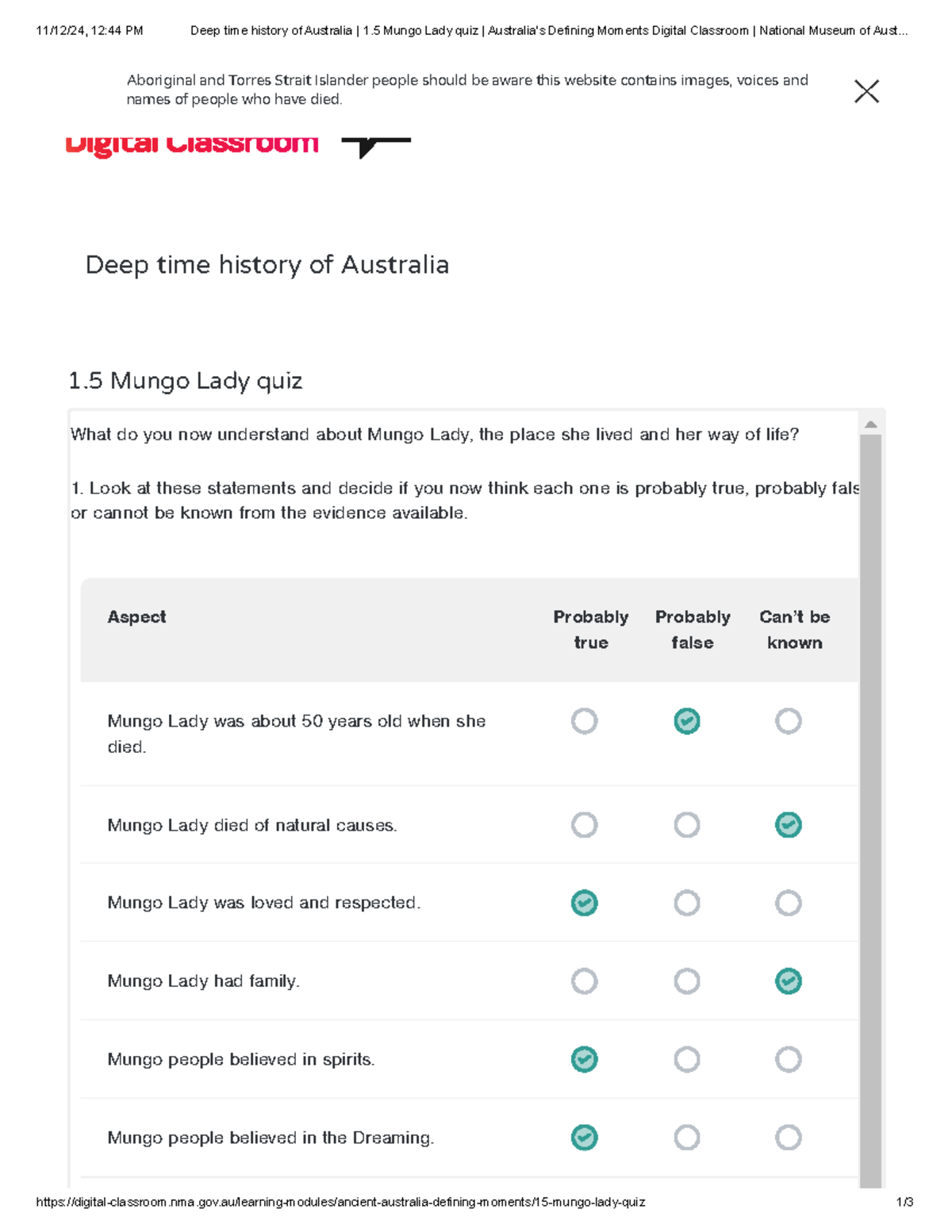 mungo answers haj - Deep time history of Australia 1 Mungo Lady quiz ...