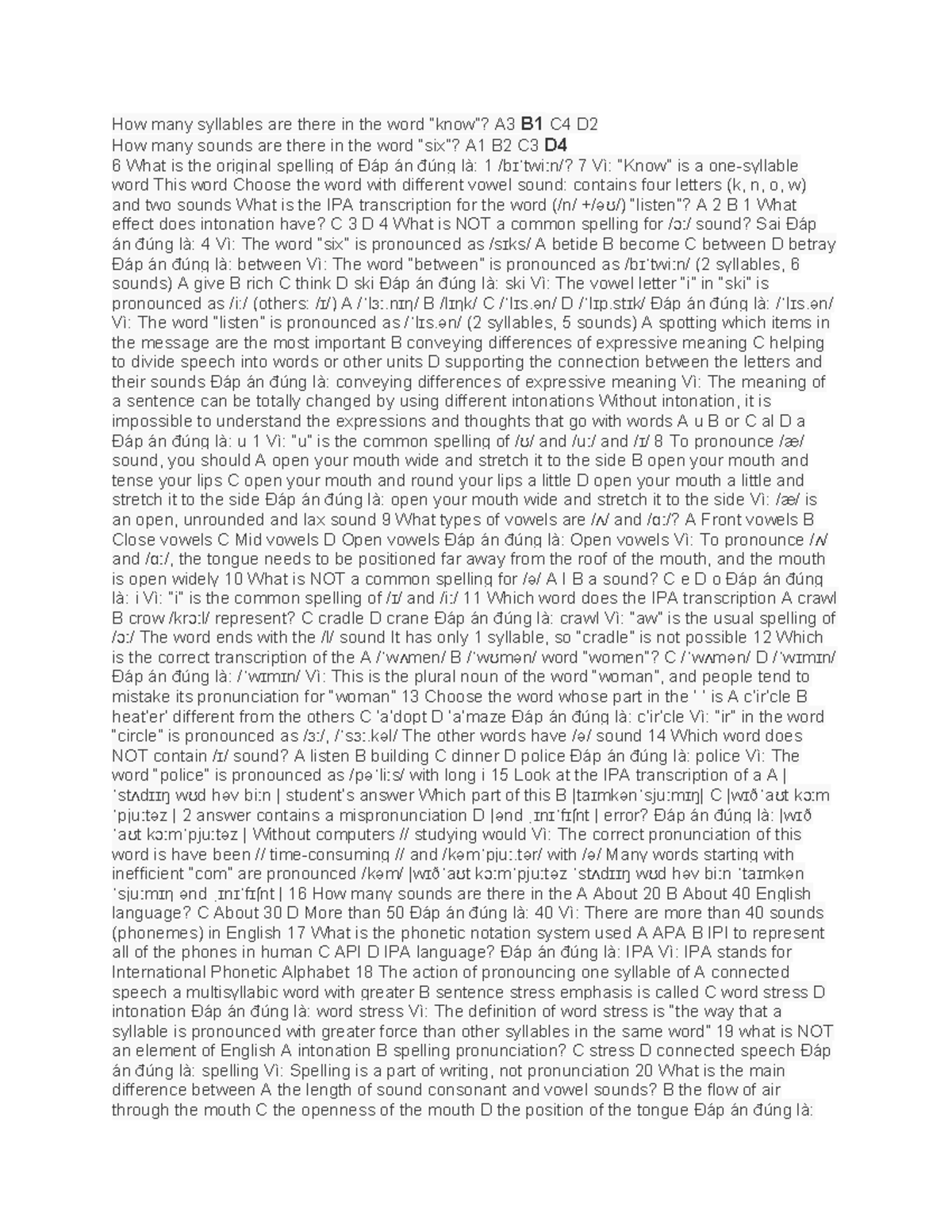 Mon Ngu Am - Ngu am - How many syllables are there in the word “know ...