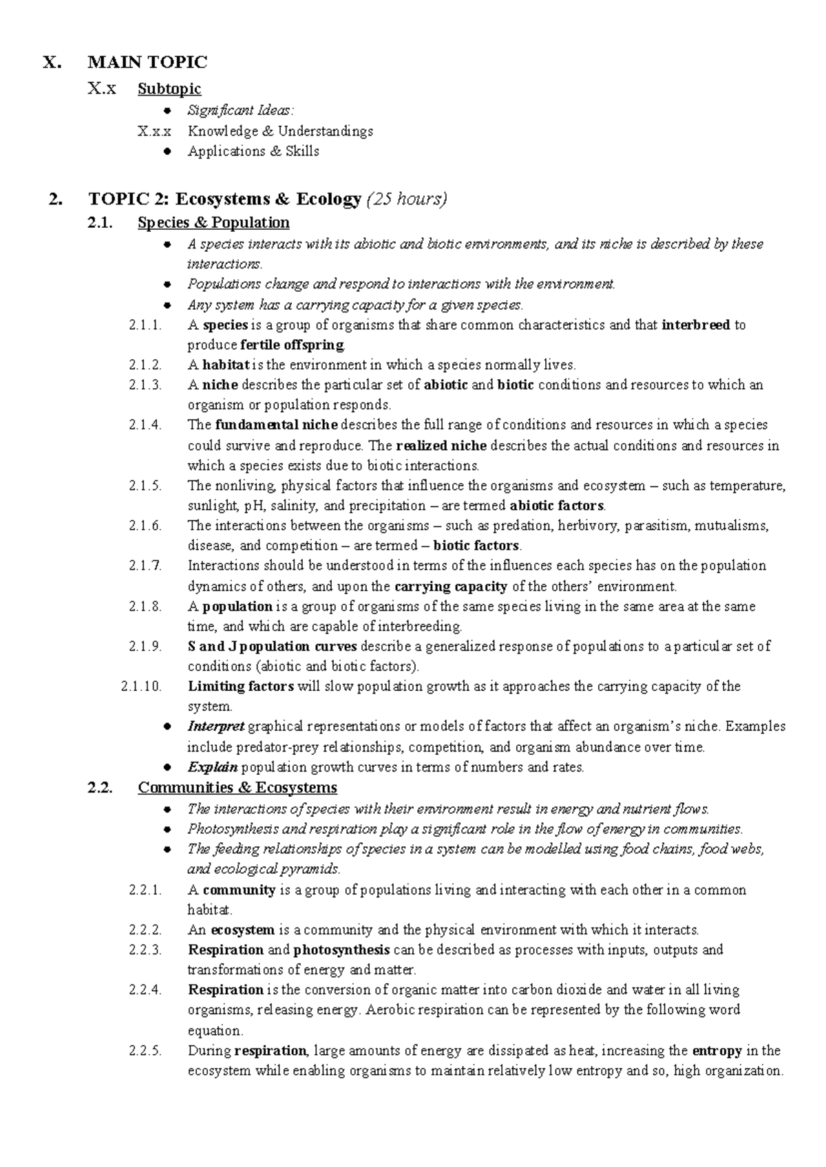 Topic 2: Ecosystems & Ecology Notes - Apuntes de Ess - Studocu