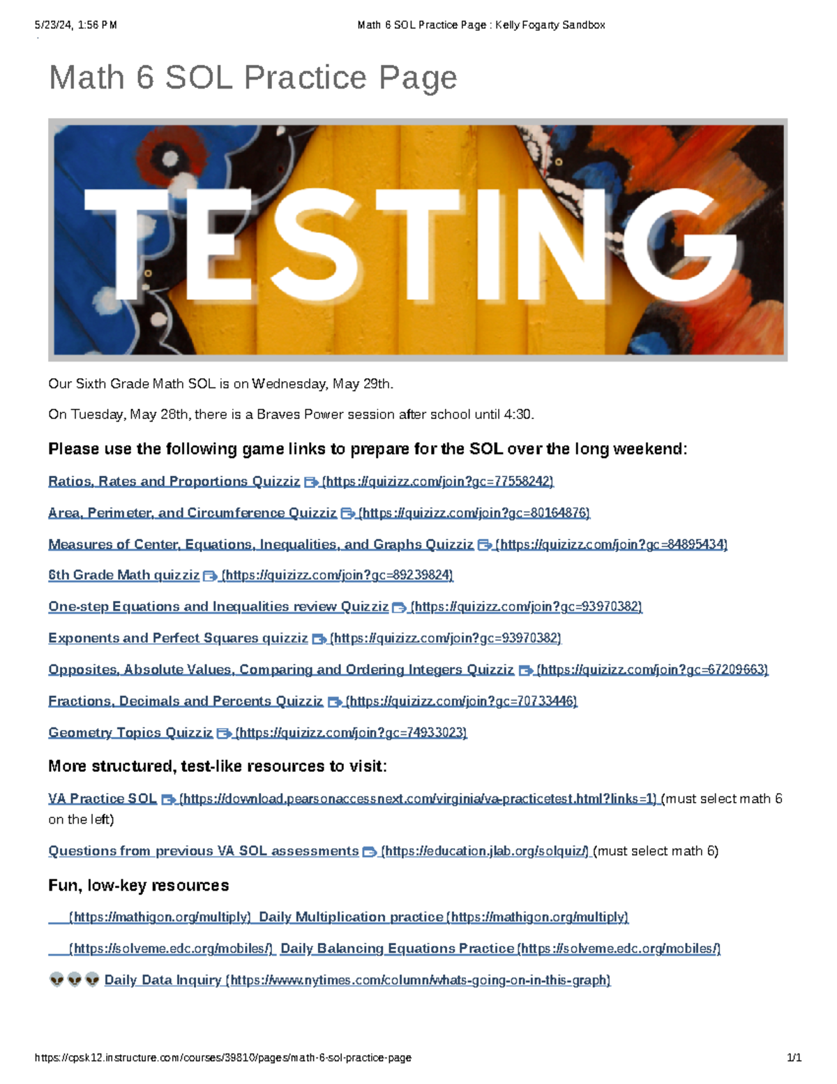 Math 6 SOL Prep Resources | Final Exam Study Guide - Studocu