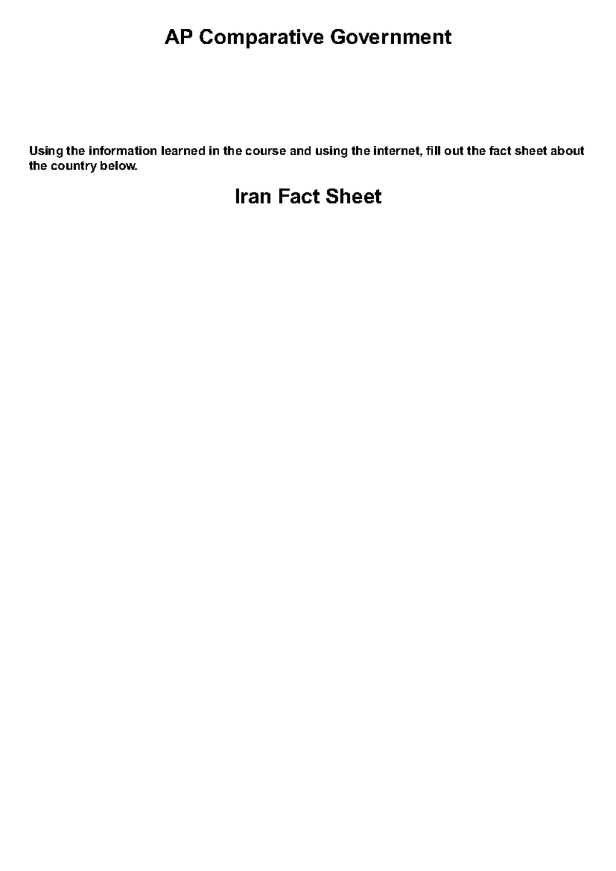 AP Comparative Government: Iran Fact Sheet Analysis - Studocu