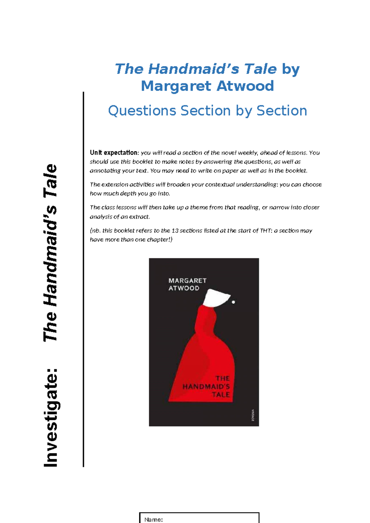 Reading Booklet: Analysis of "The Tale" by Margaret Atwood - Studocu
