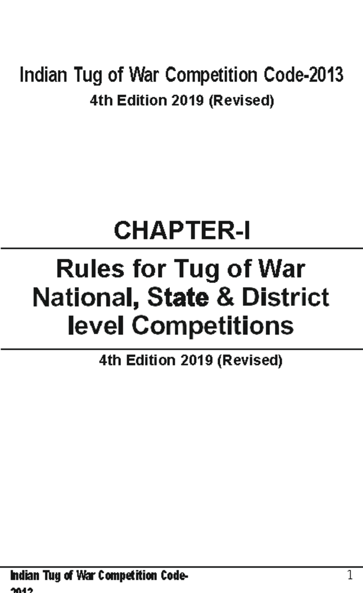 Indian Tug of War Competition Rules - Revised Edition 2019 - Studocu
