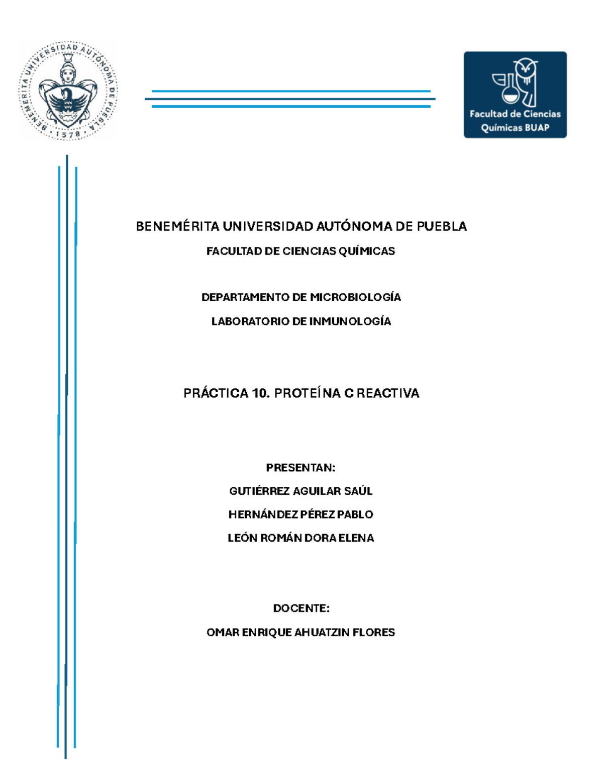 Práctica 10: Determinación de Proteína C Reactiva en Inmunología - Studocu