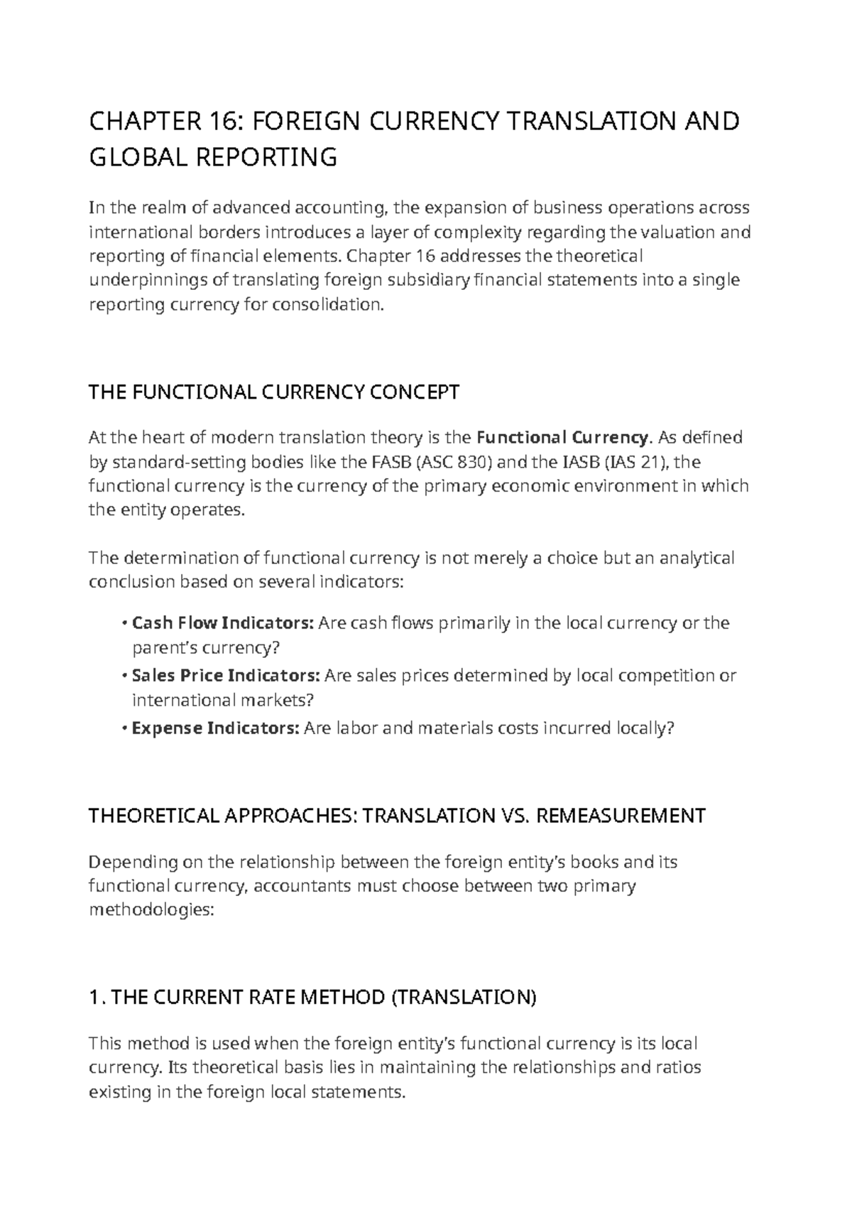 CHAPTER 16: FOREIGN CURRENCY TRANSLATION IN ADVANCED ACCOUNTING - Studocu