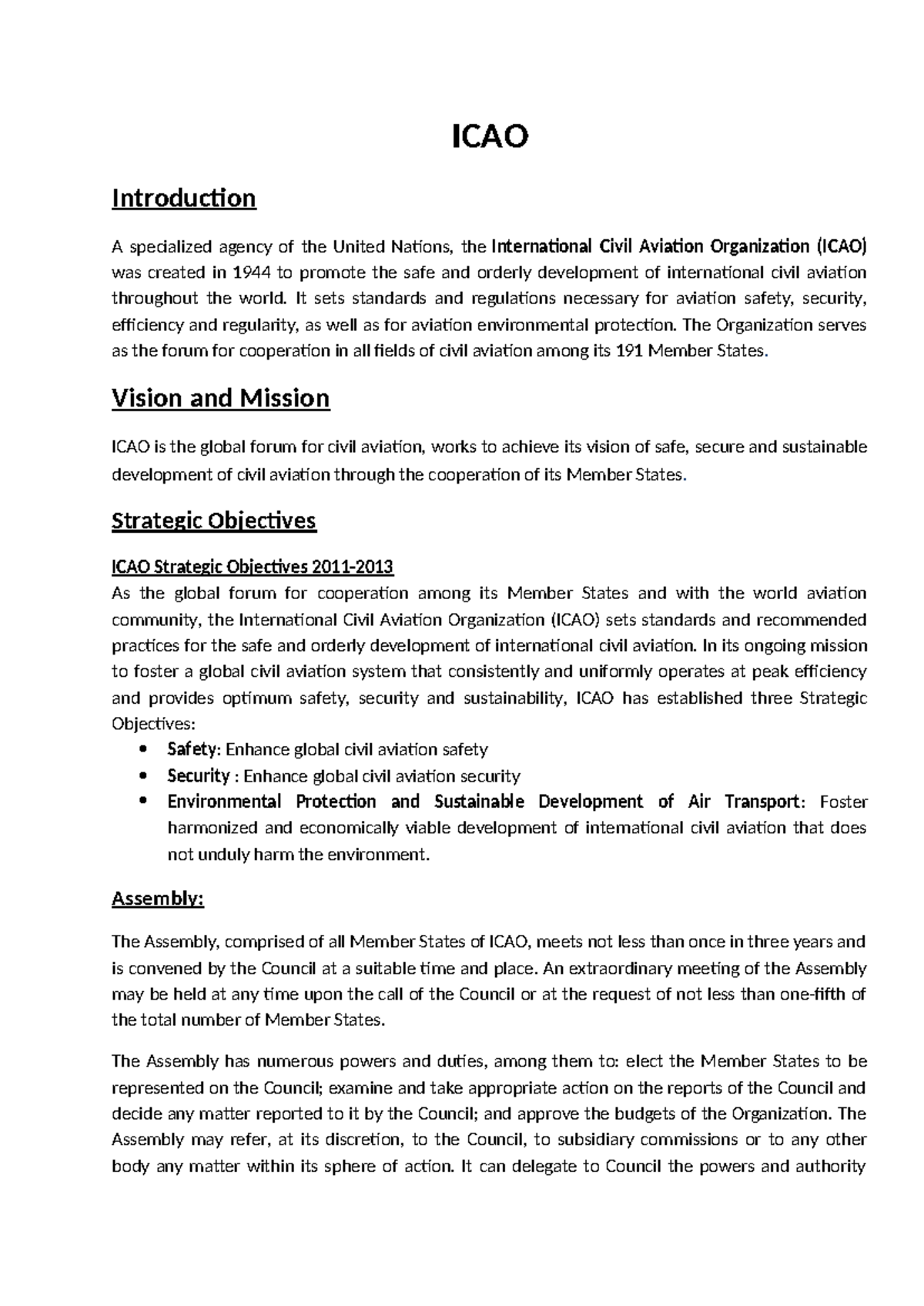ICAO and Its Functions: Overview of Air Law and Governance - Studocu