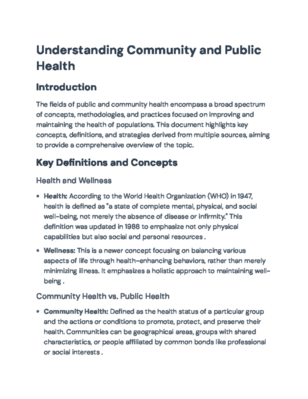 Public and Community Health Overview: Key Concepts and Strategies ...