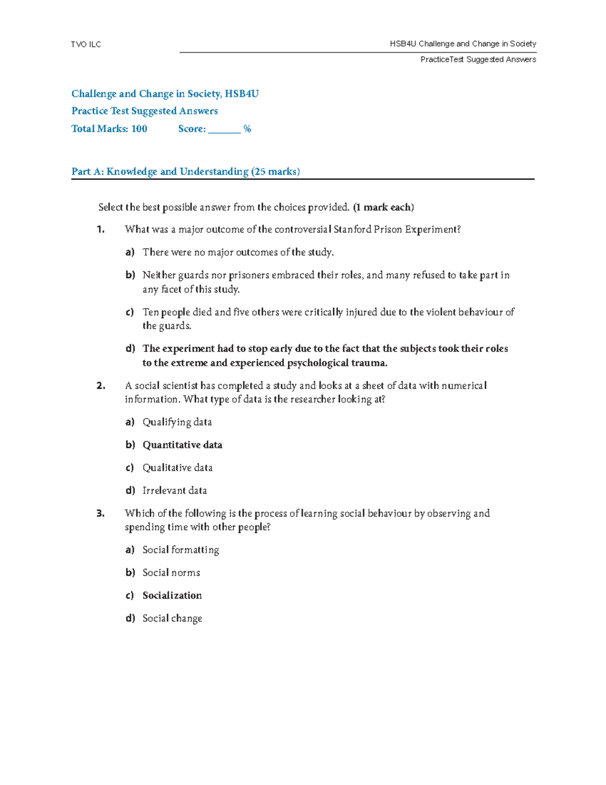 HSB4U Challenge and Change in Society Practice Test Suggested Answers ...