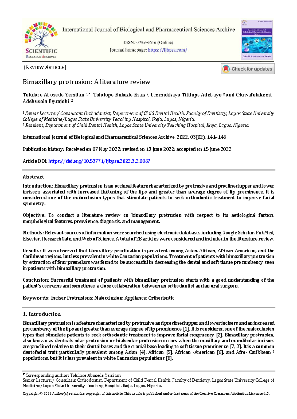 Bimaxillary Protrusion: A Comprehensive Literature Review - Studocu