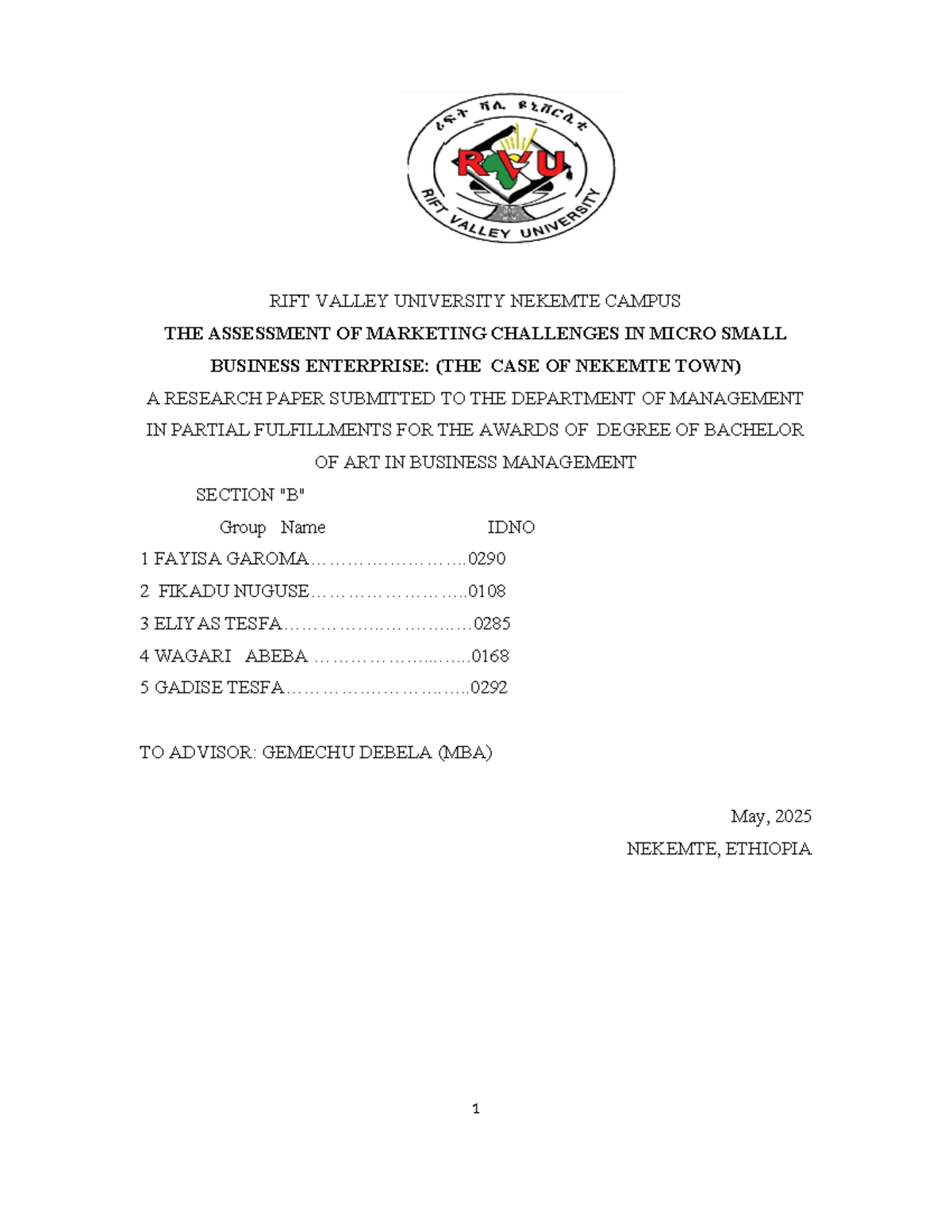 Assessment of Marketing Challenges in Micro Small Businesses (BUMA 4th ...