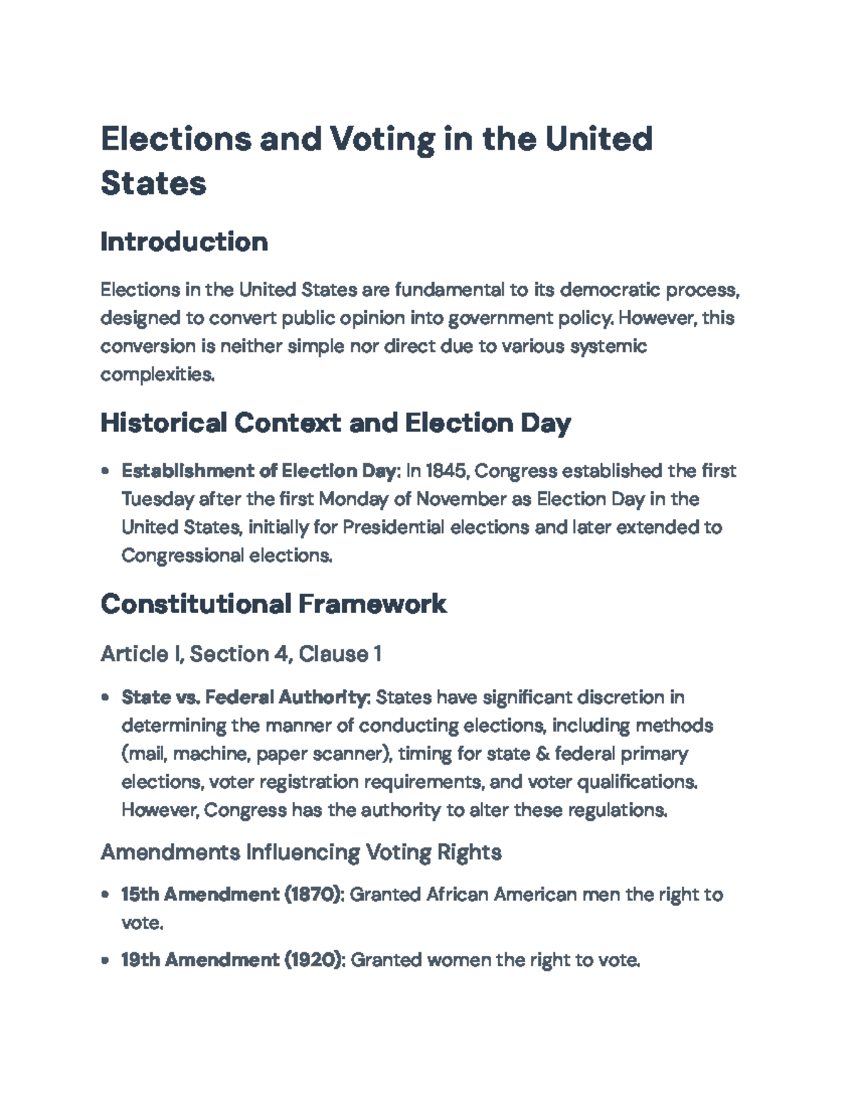 Elections and Voting in the U.S.: Historical Context and Dynamics ...