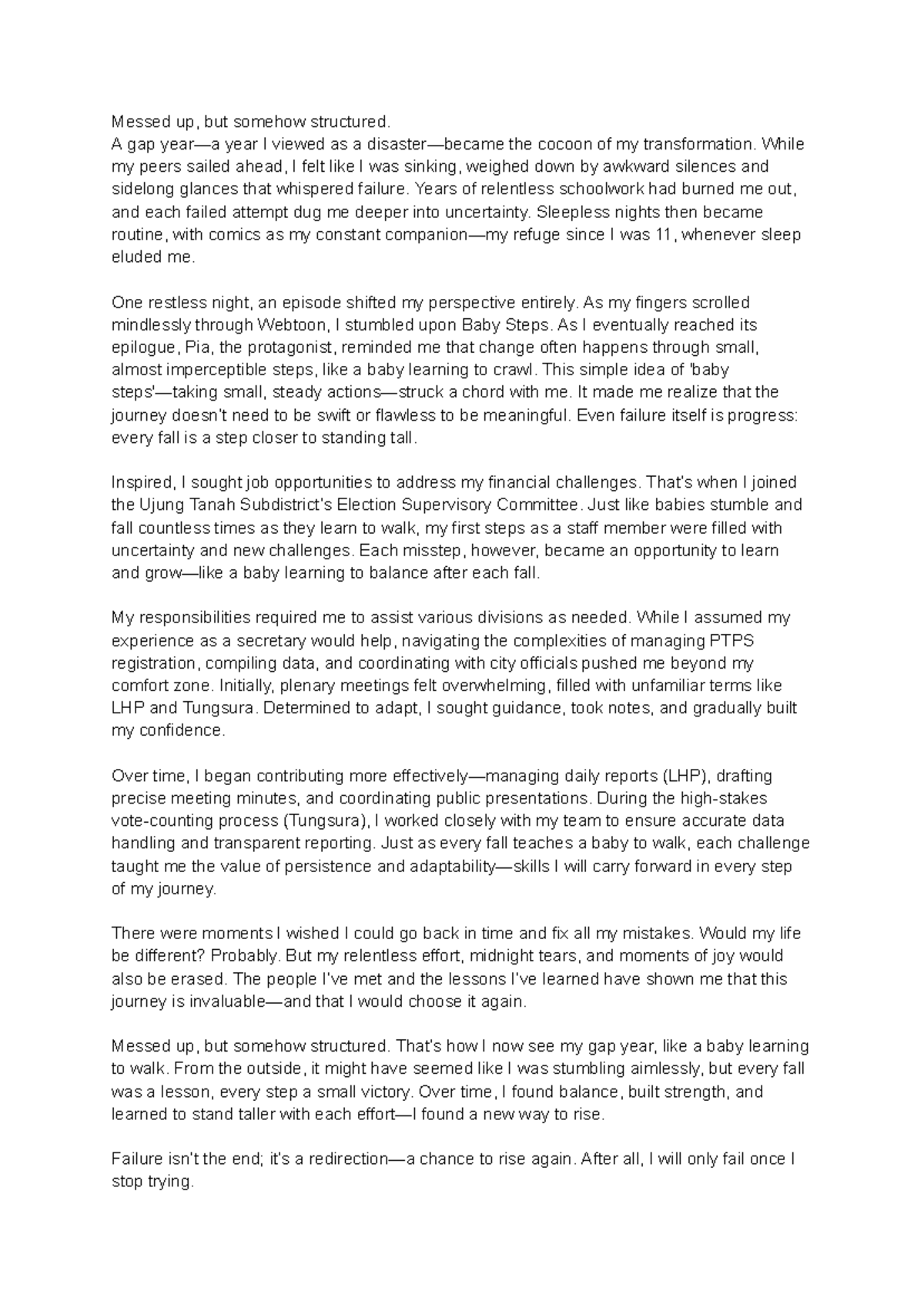 Final CA Essay 2024-2025: Embracing Growth Through Failure - Studocu
