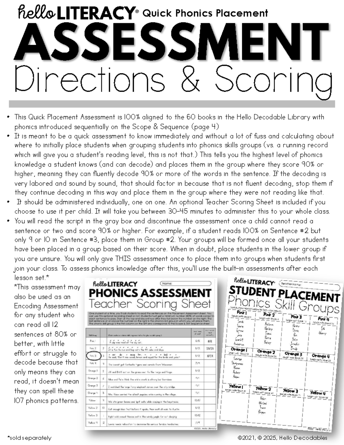 Hello Decodable Library Phonics Placement Assessment R-1 - Studocu