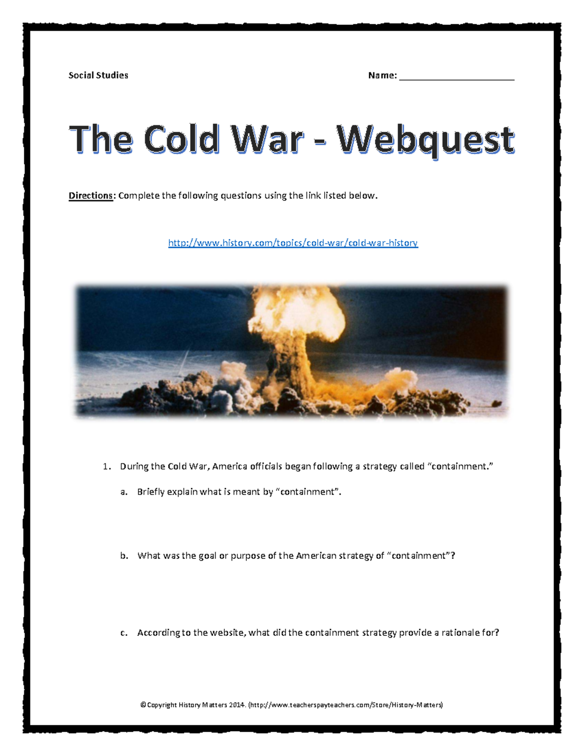 SS 101: Cold War Webquest - Key Questions & Insights - Studocu