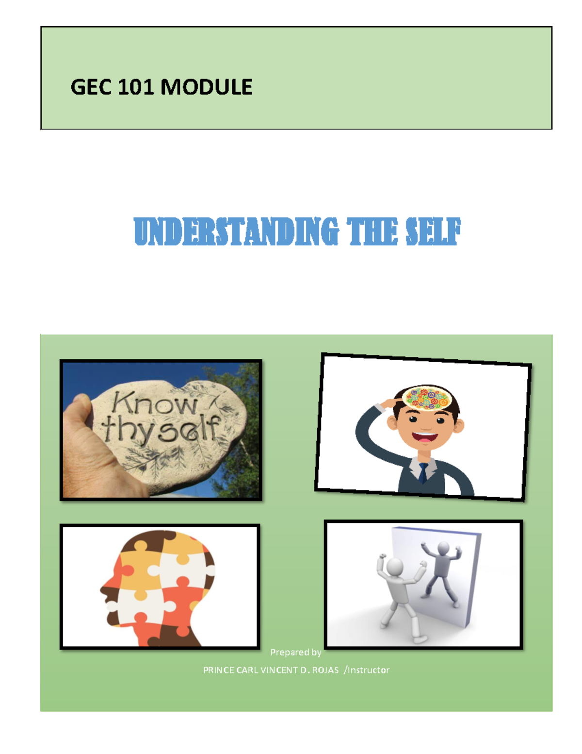 GEC 101: Understanding the Self - Comprehensive Lesson Module - Studocu