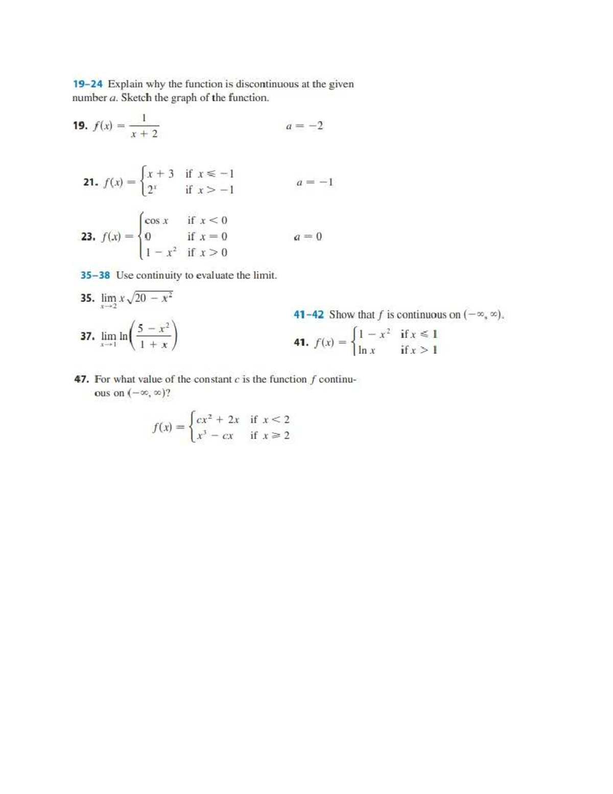 Problemas Calc - Discontinuity & Continuity Analysis (19, 21, 23, 35 ...