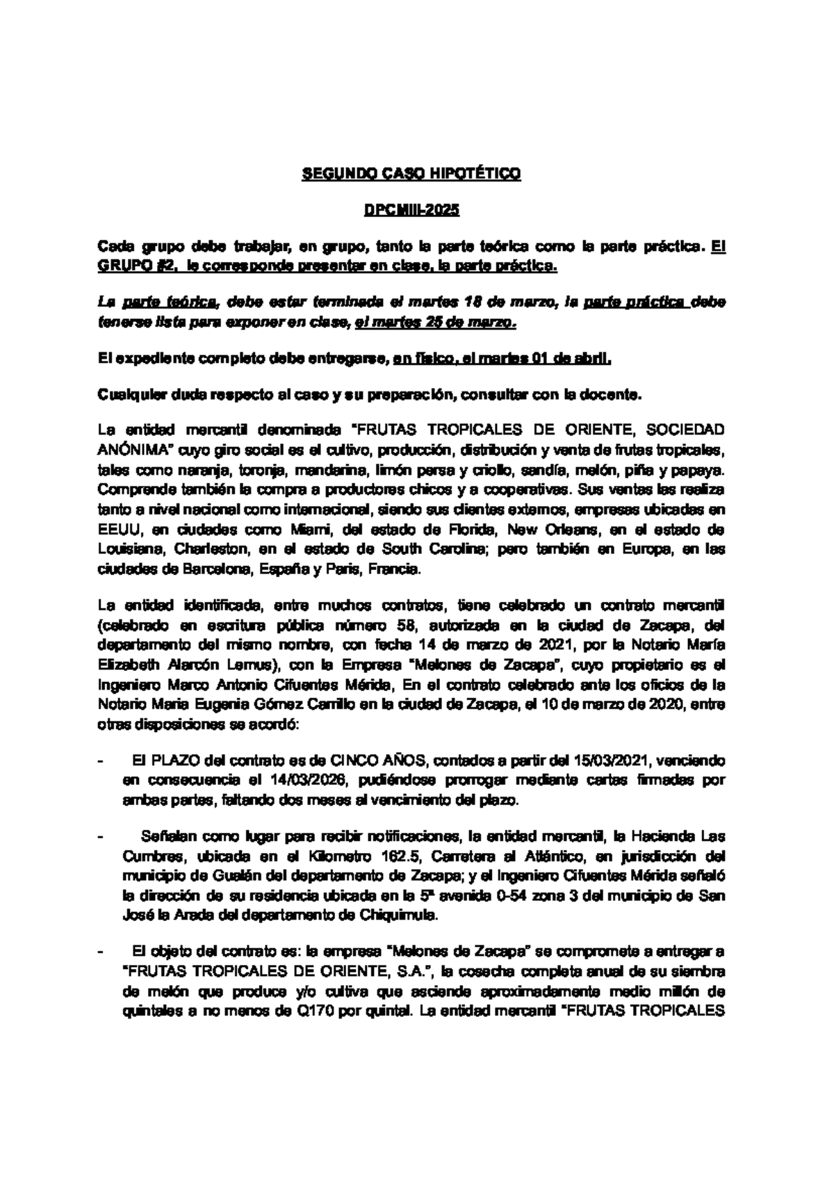 Segundo CASO Hipotético - Documentos de Google (12345678917) - Studocu