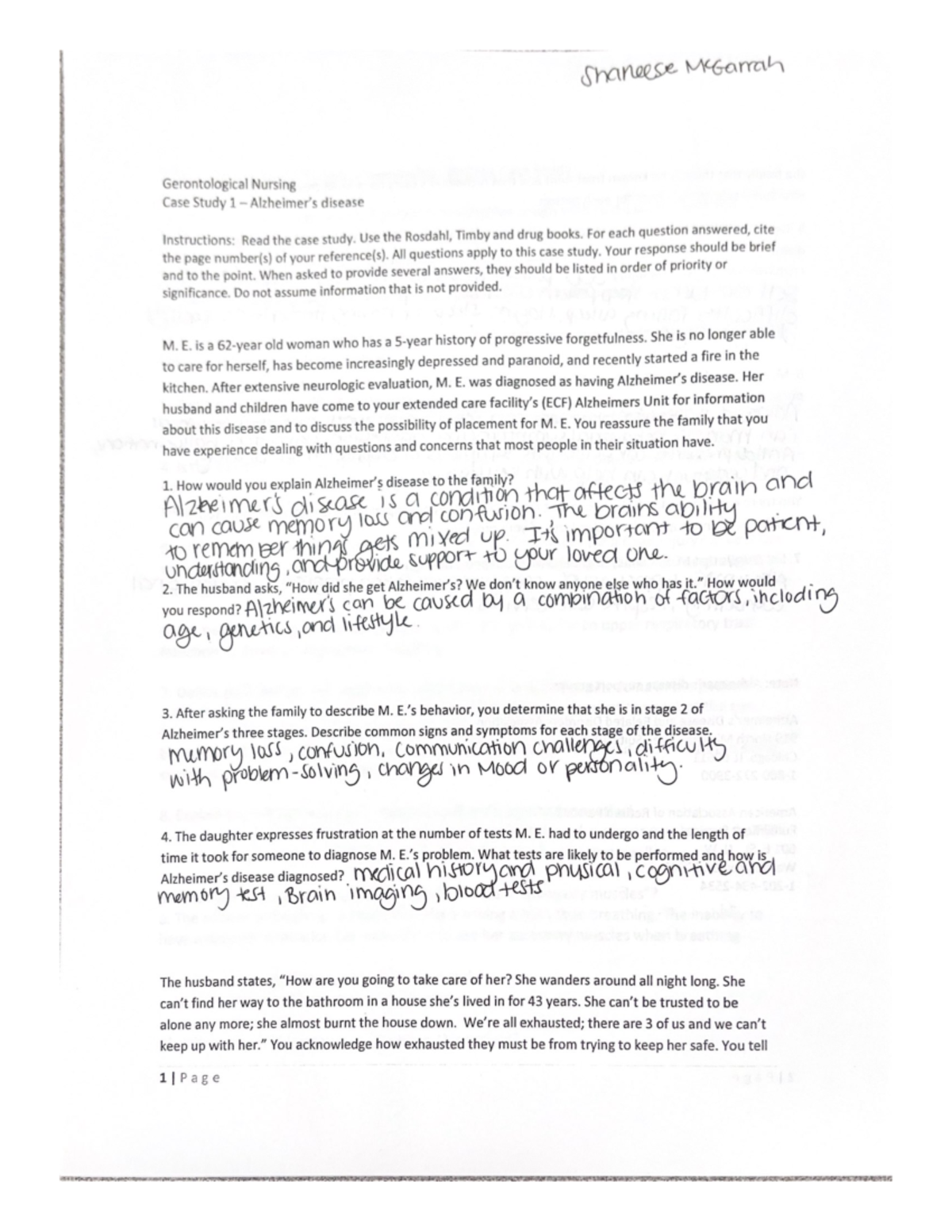 Term 4 Case Study Week 4 (2) 2 - Shaneese McGarrah Gerontological ...