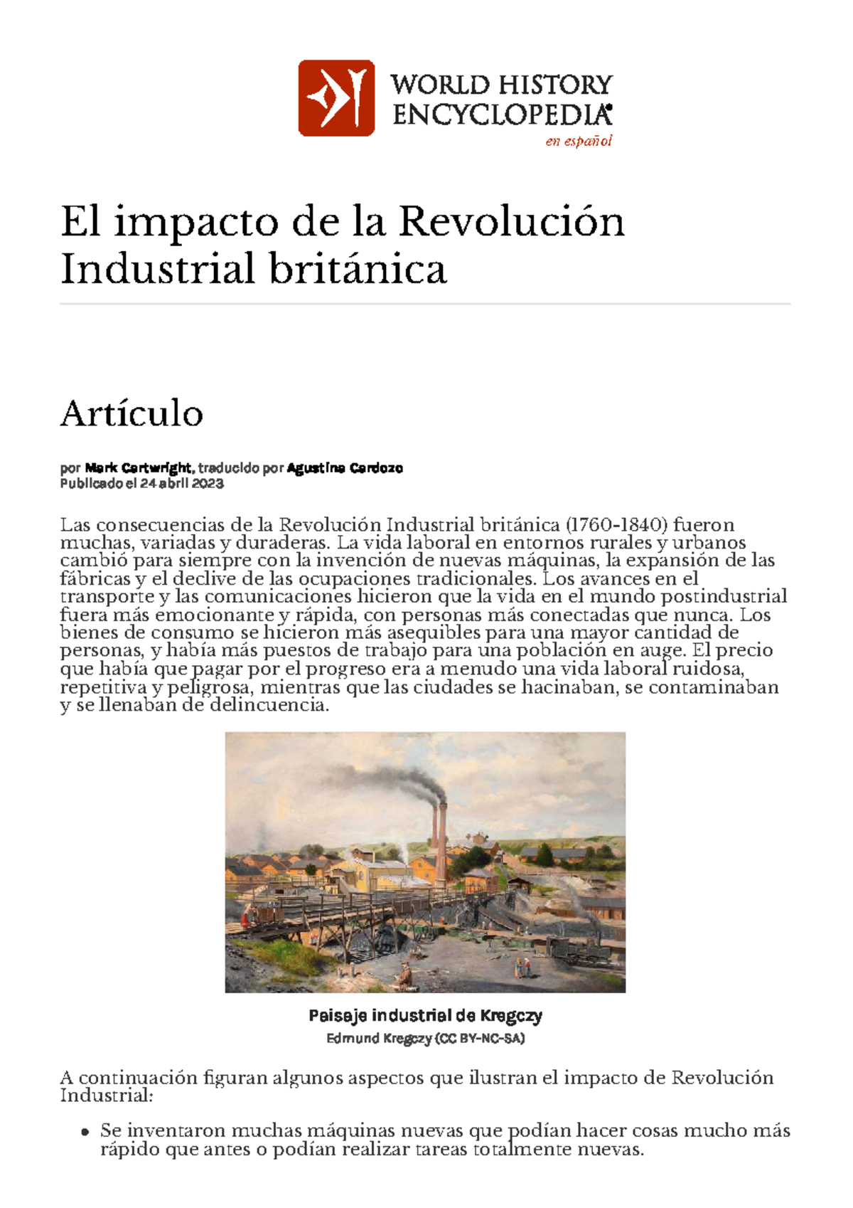 El impacto de la Revolución Industrial británica - Artículo de Mark ...