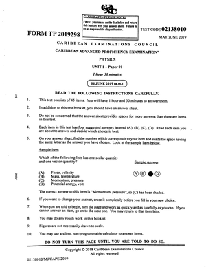 CSEC Integrated Science Paper 2 - General Proficiency June 2024 - Studocu