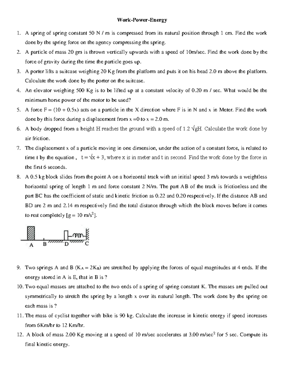 Unit 5: Work, Power, & Energy Concepts and Problem Solutions - Studocu