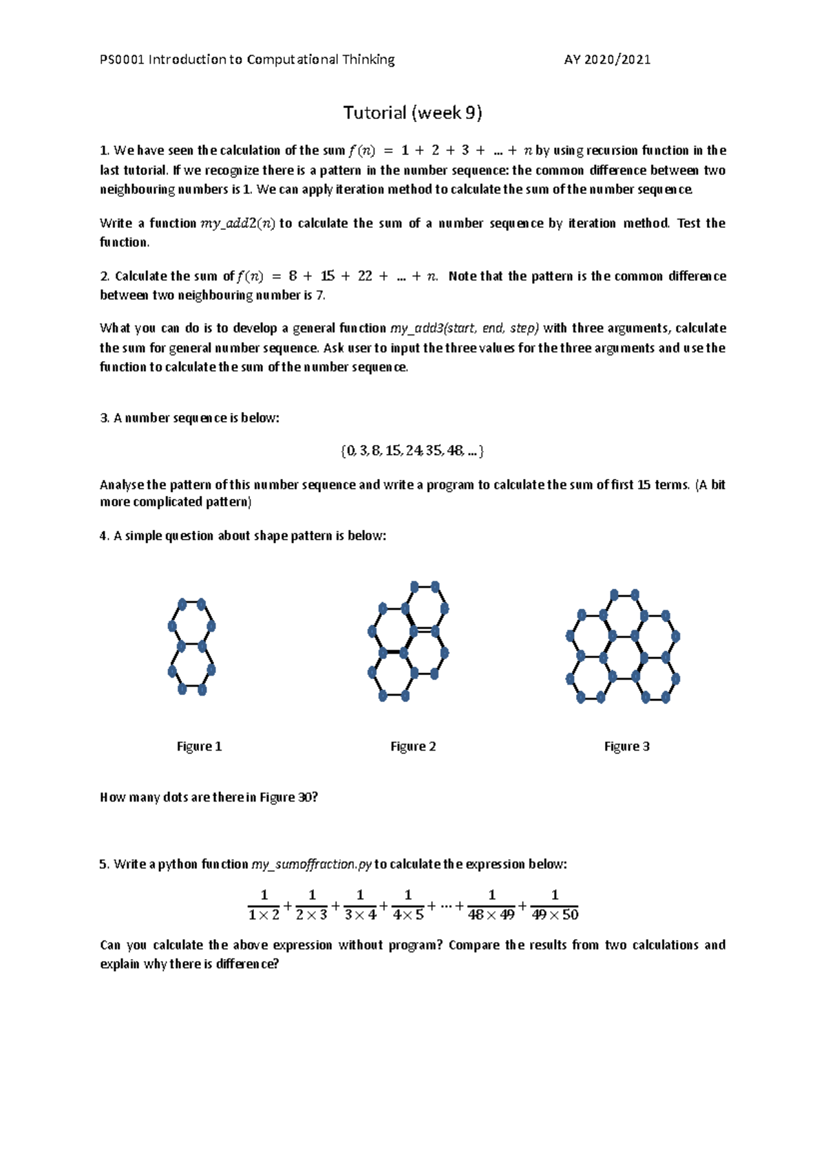 PS0001 tut9 questions - Answer for tut 9 qns - PS0001 Introduction to Computational Thinking AY ...