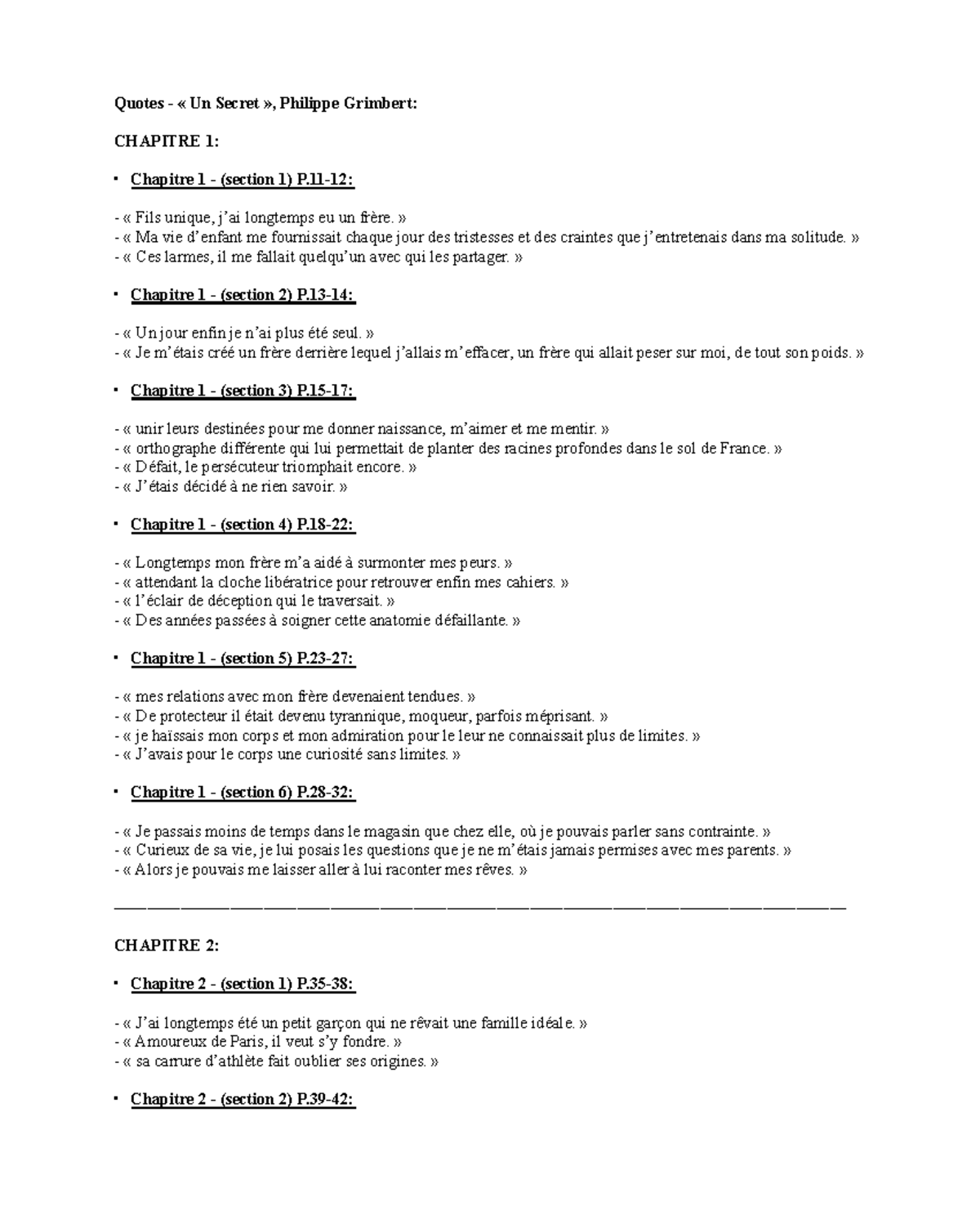 Un Secret de Philippe Grimbert: Analyse des Chapitres 1 à 5 - Studocu