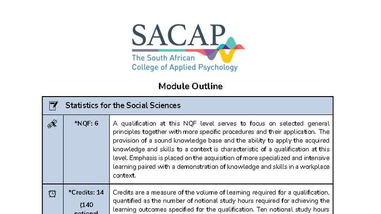Statistics for the Social Sciences Module Outline (MO JAN 2025) - Studocu
