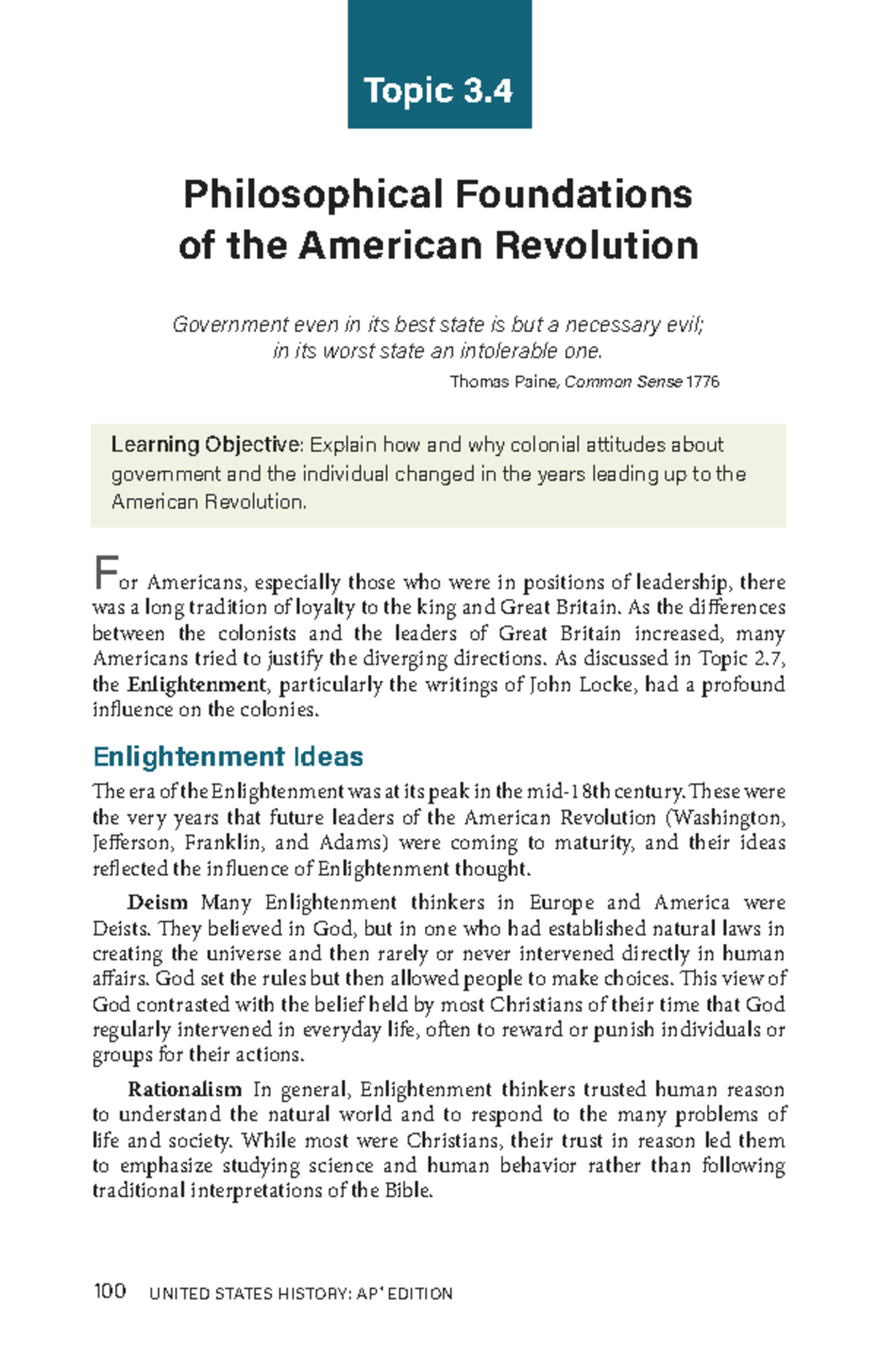 Philosophical Foundations of the American Revolution (HIST 100) - Studocu