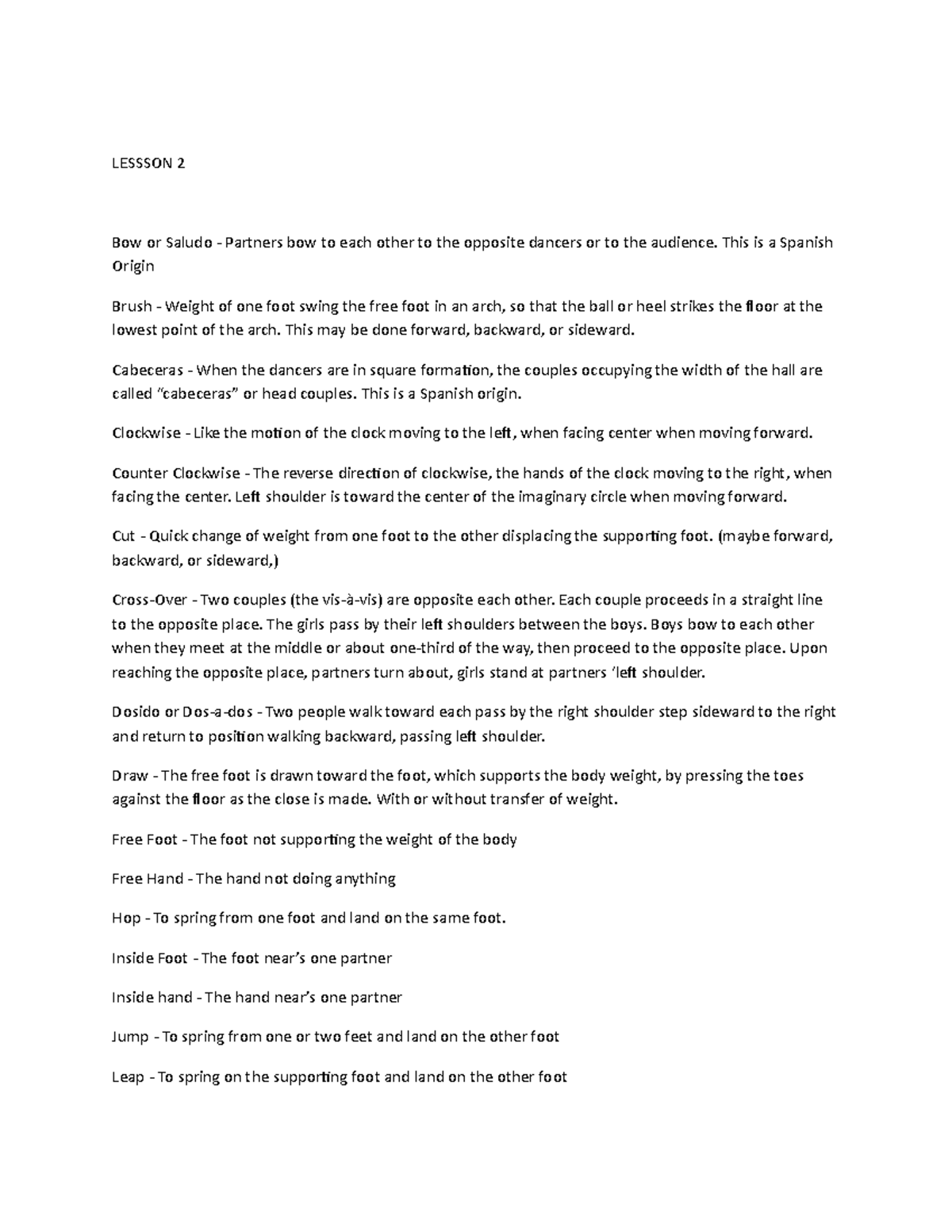 Module 2 lesson 3 - LESSSON 2 Bow or Saludo - Partners bow to each ...