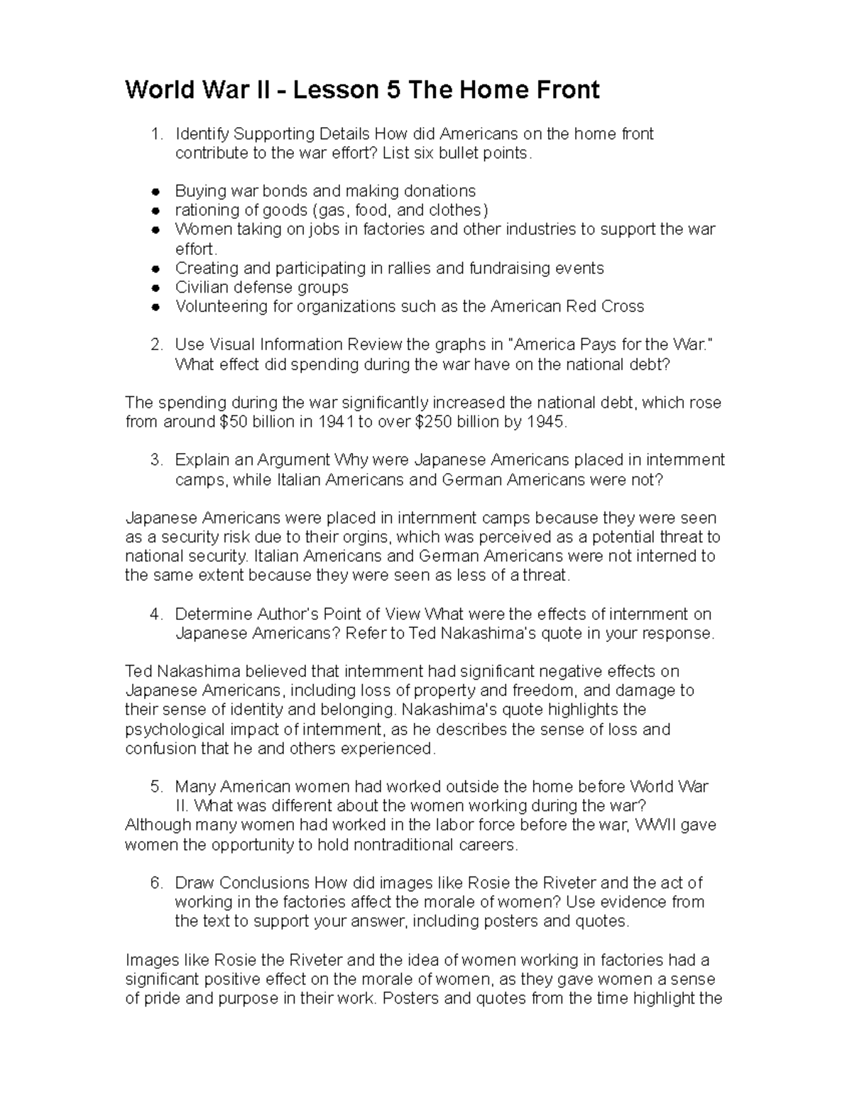 World War II - Lesson 5 The Home Front - Buying war bonds and making ...