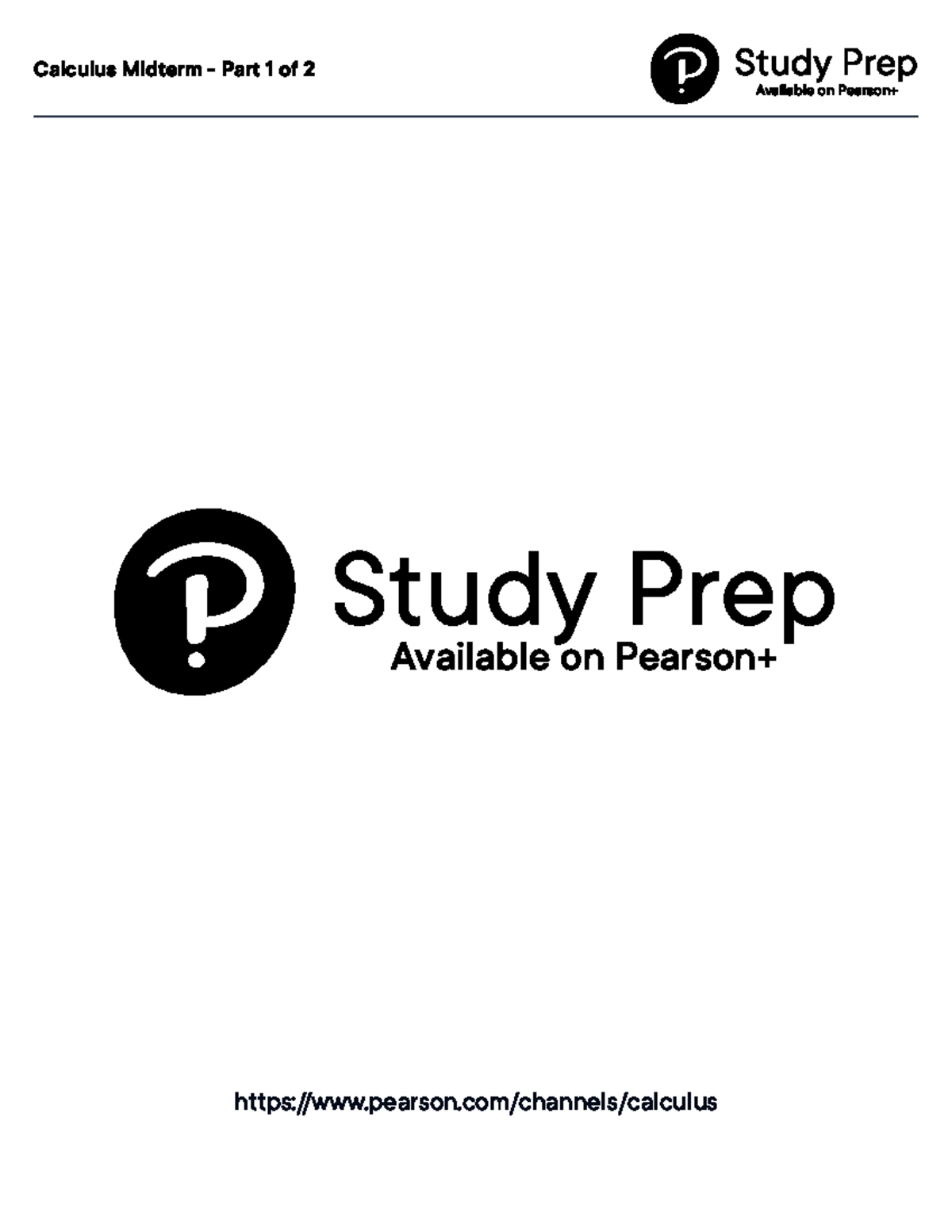 Calculus MTH101 Midterm Study Prep - Part 1 of 2 Worksheet - Studocu