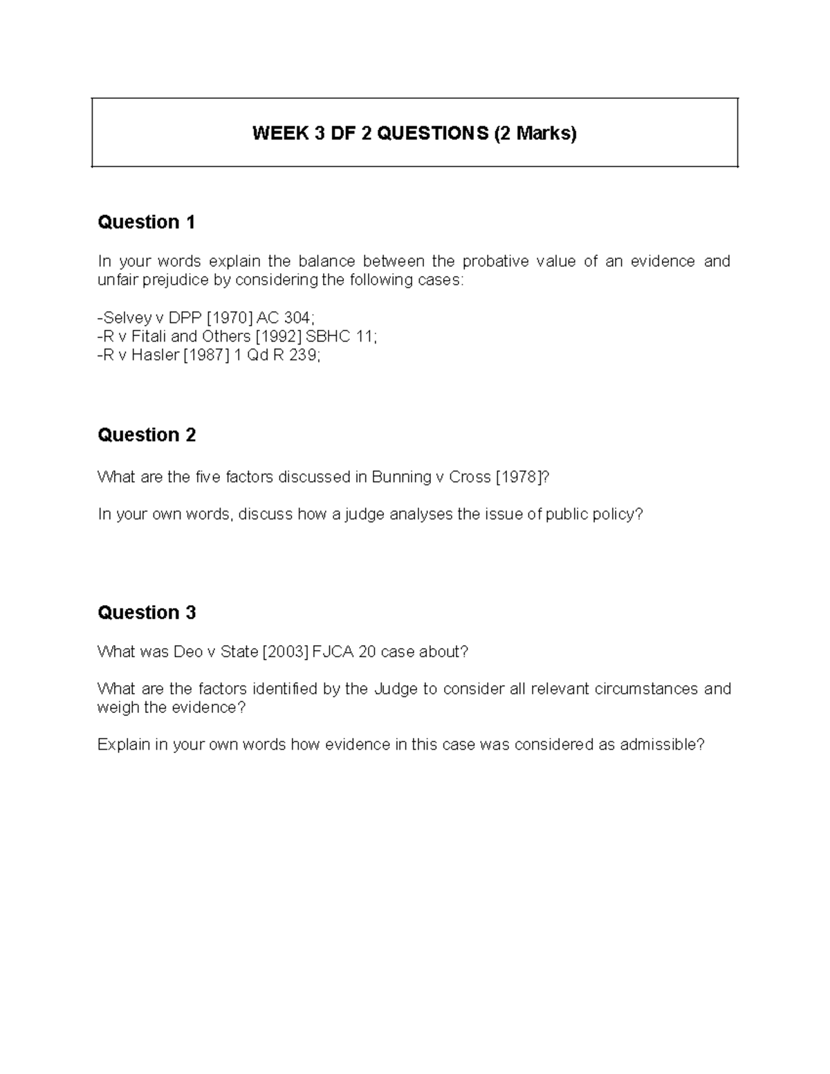 Week 3 DF2 Evidence Questions - Notes & Analysis - Studocu