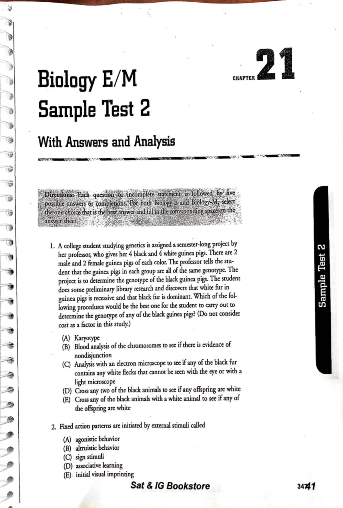 Biology EIM Sample Test 2: Questions, Answers & Analysis - Studocu