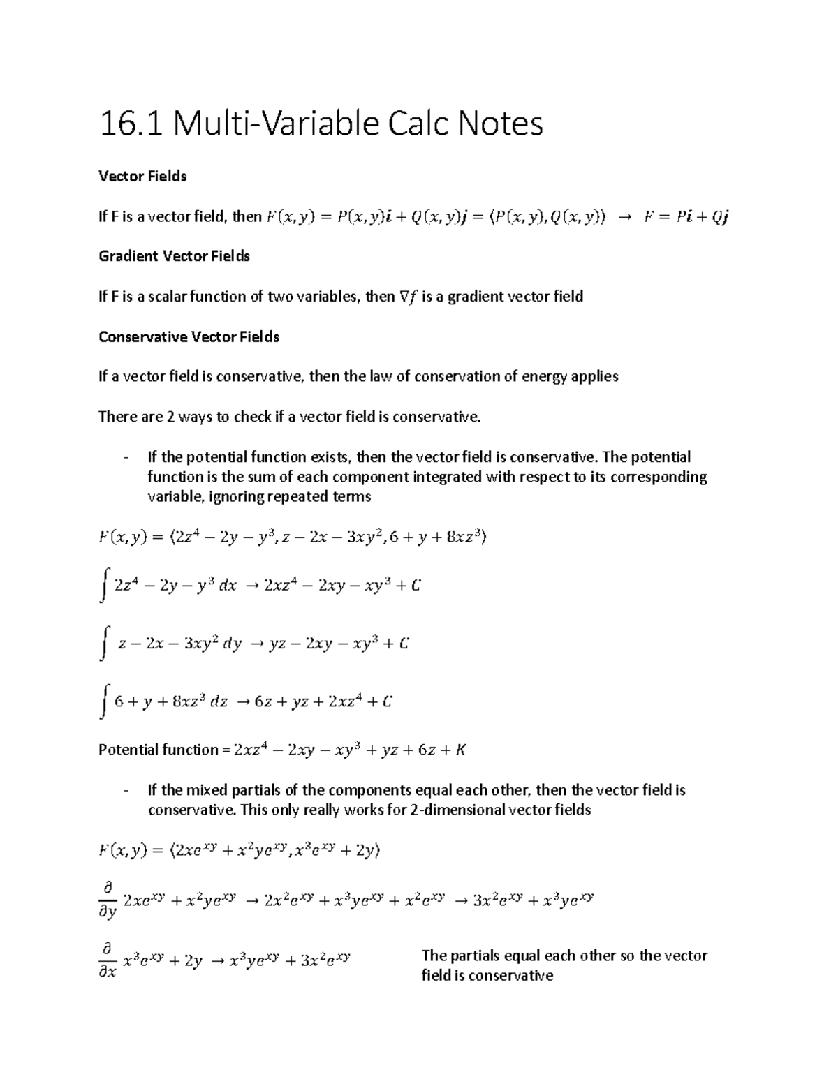 Multivariable Calc Chapter 16 Notes - Vector Fields If F is a vector ...