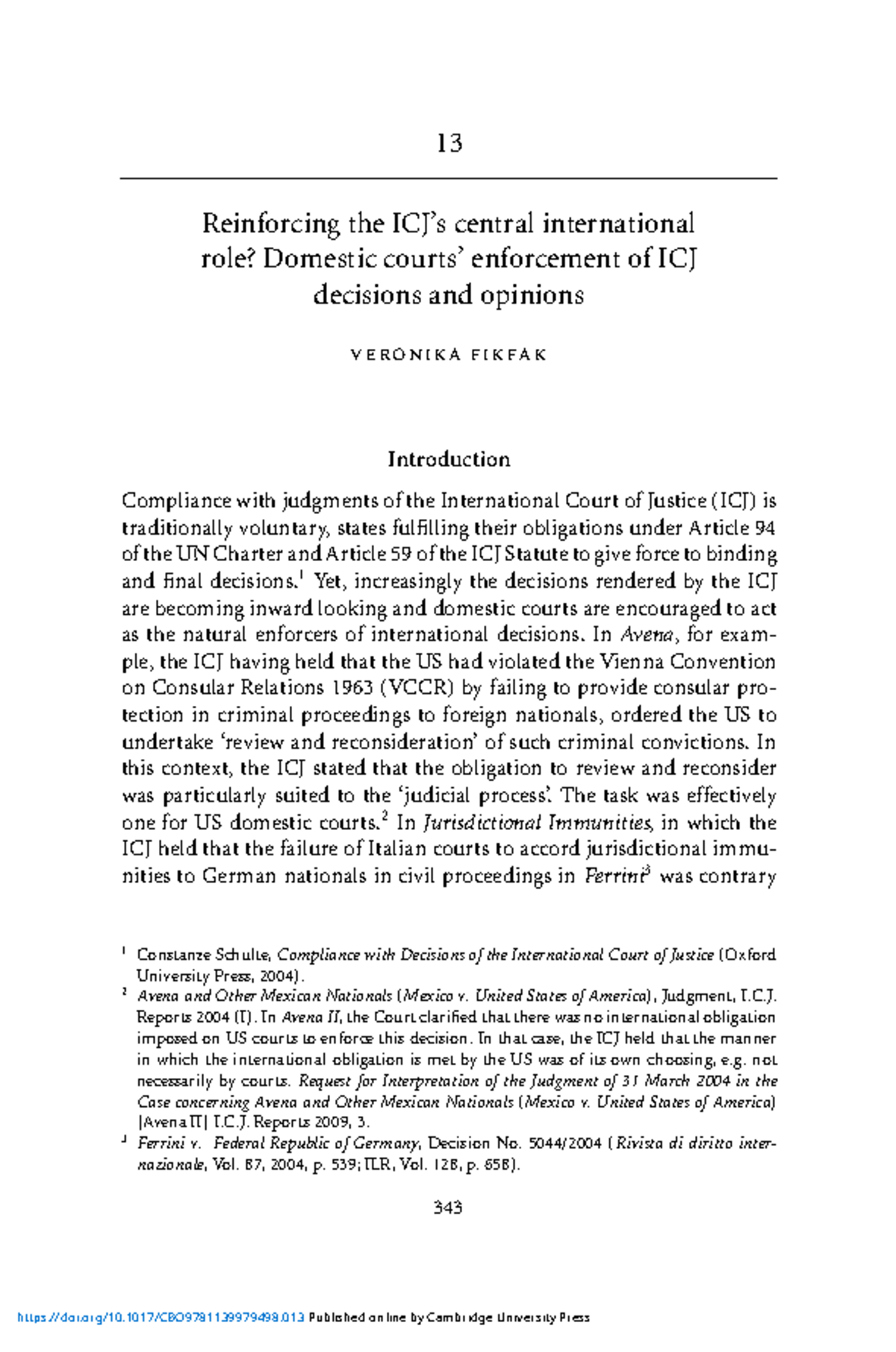 Strengthening the ICJ Role: Domestic Courts' Enforcement of ICJ Rulings ...
