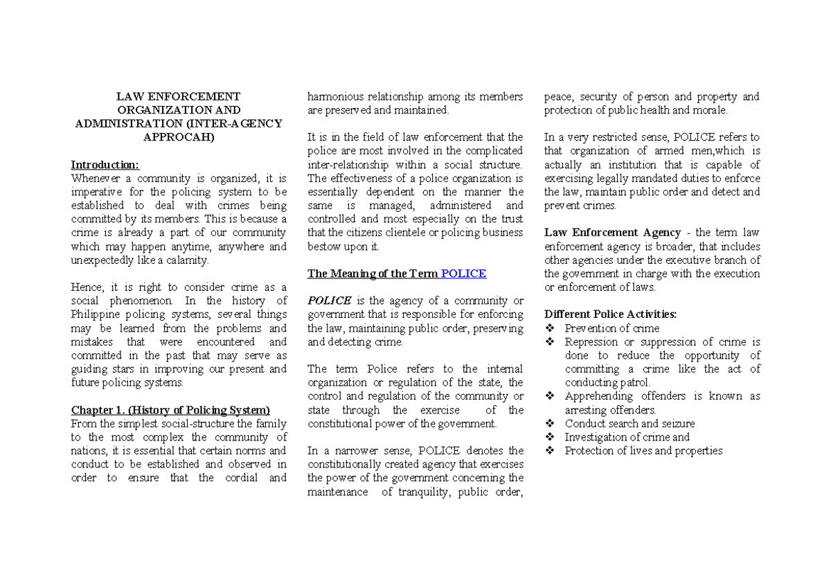 LEA1 - History and Evolution of the Philippine Policing System - Studocu