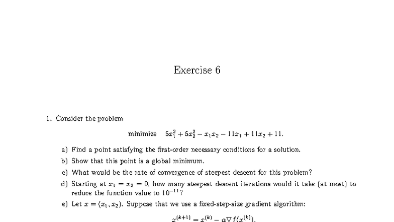 Exercise 6 - Optimization Homework Solutions (MATH 101) - Studocu