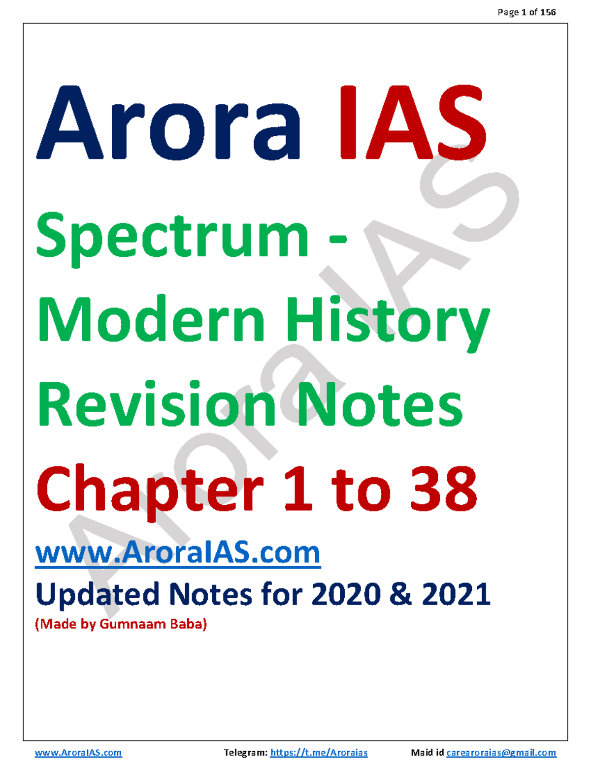 Spectrum Modern History Revision Notes (Ch 1-38) for IAS Exam - Studocu