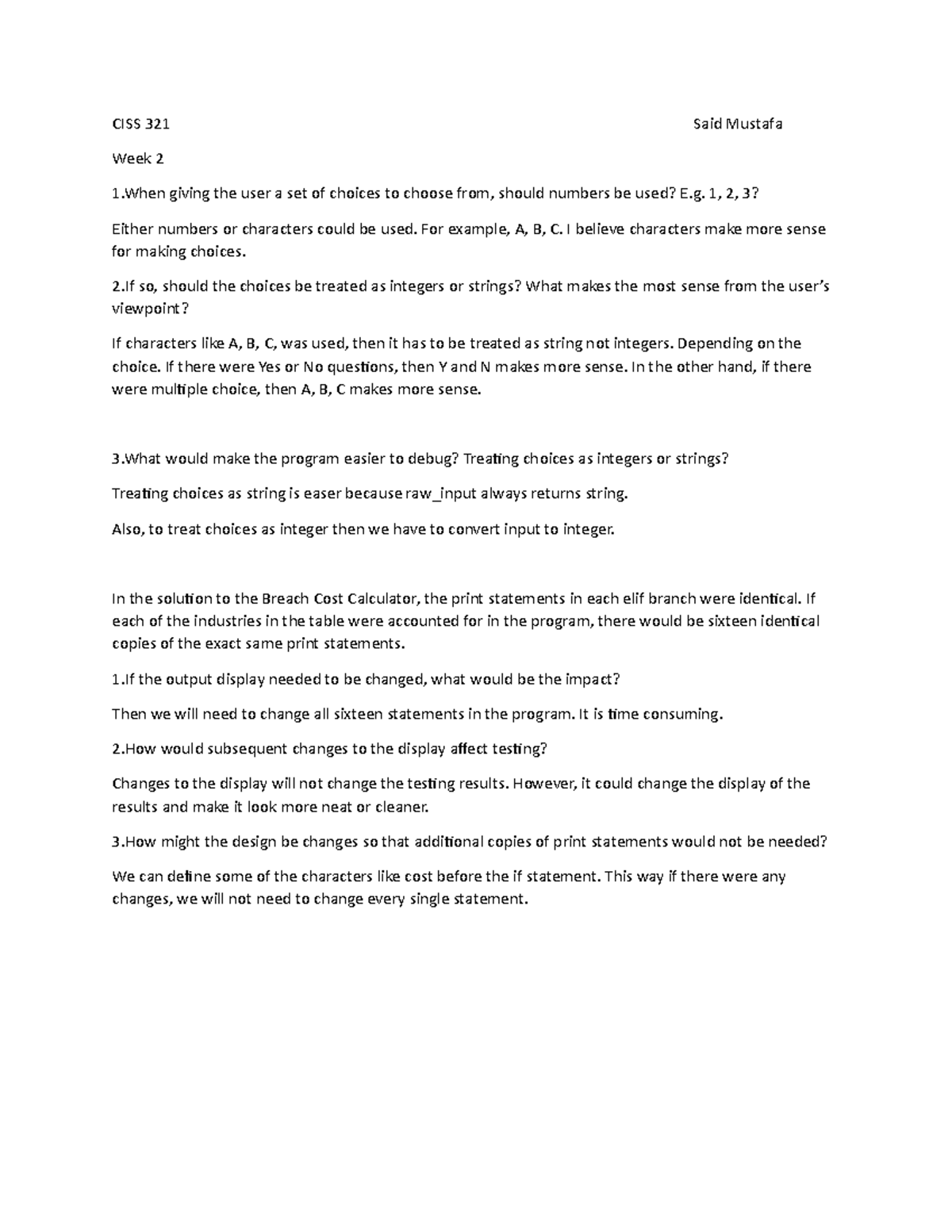 M2 Lab ciss321 linux - CISS 321 Said Mustafa Week 2 1 giving the user a ...