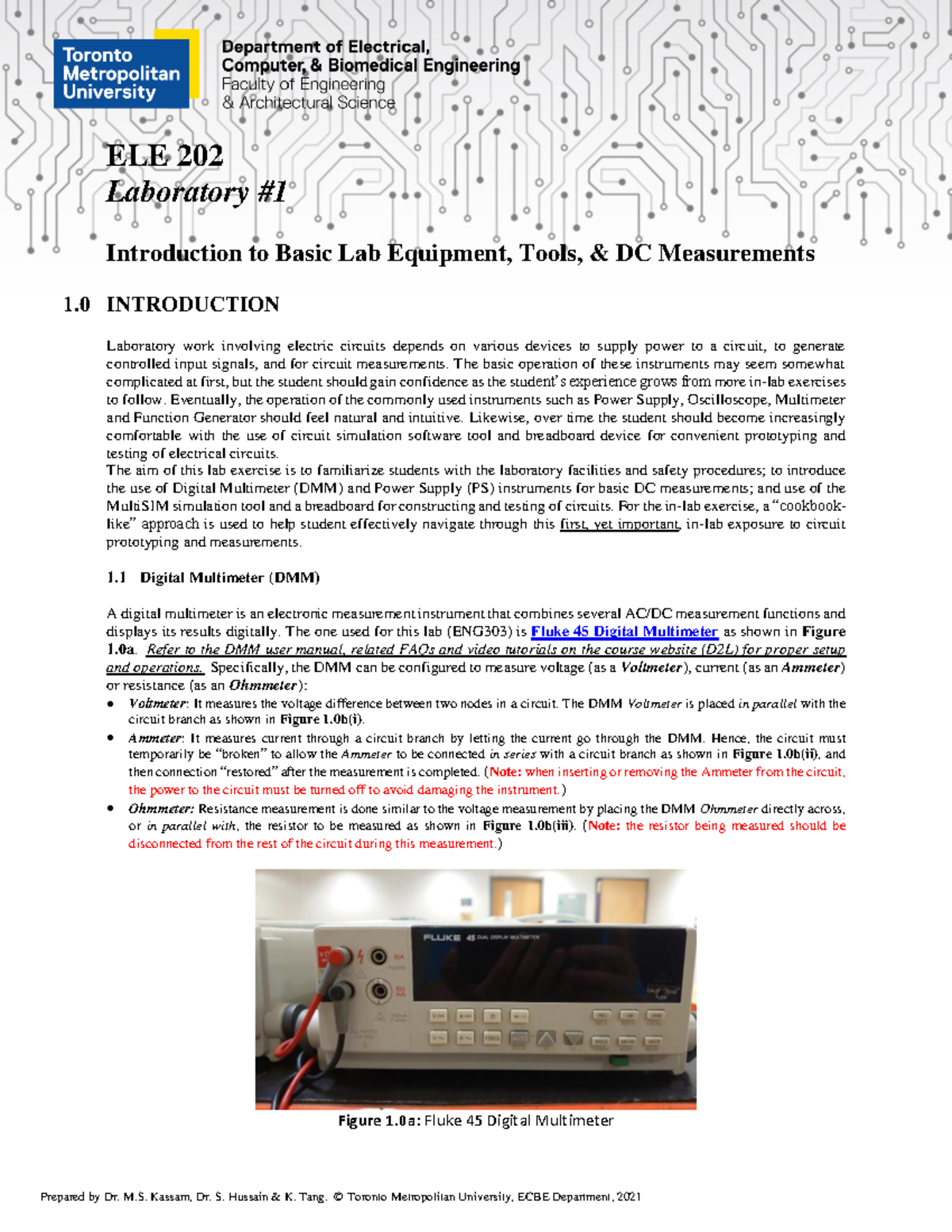 ELE202 - Lab 1 - v2 - ffffff - Laboratory Introduction to Basic Lab Equipment, Tools, & DC - Studocu