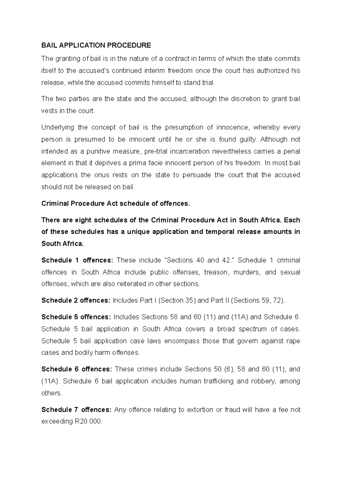 BAIL Application Procedure - BAIL APPLICATION PROCEDURE The granting of ...