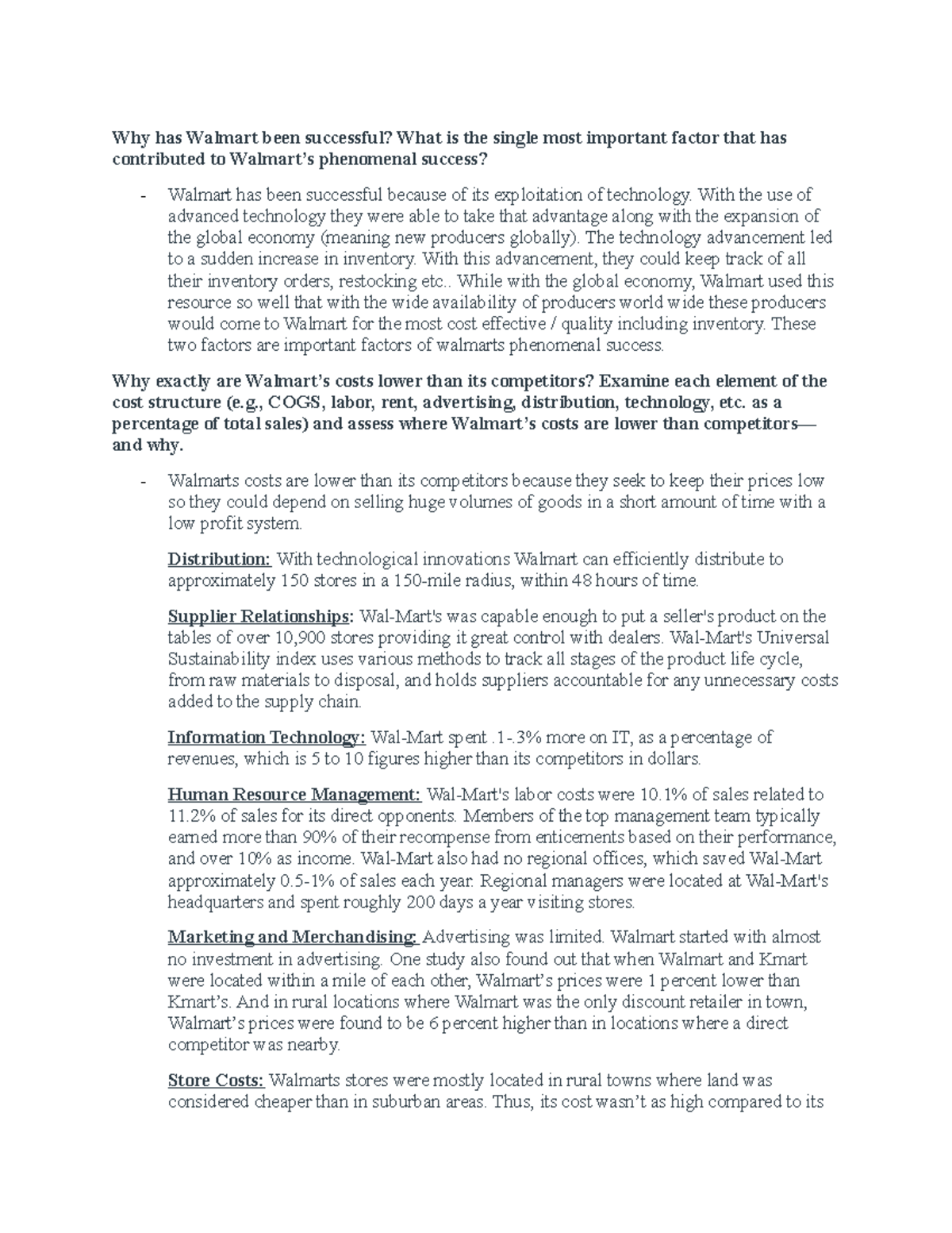 Walmart's Success Factors: An Analysis of Key Strategies and Costs ...