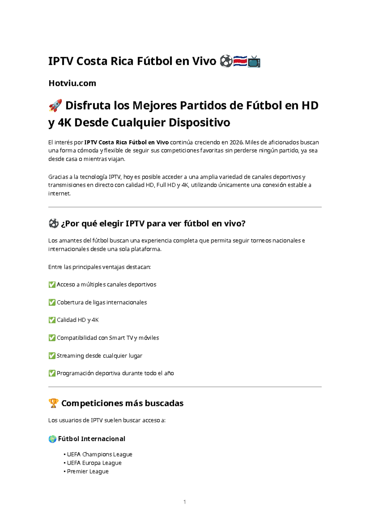 IPTV Costa Rica: Fútbol en Vivo y Streaming HD en 2026 - Studocu