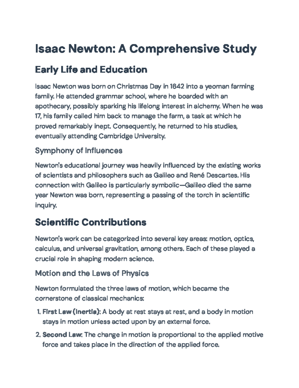 Isaac Newton: His Life, Scientific Contributions, and Legacy - Isaac ...