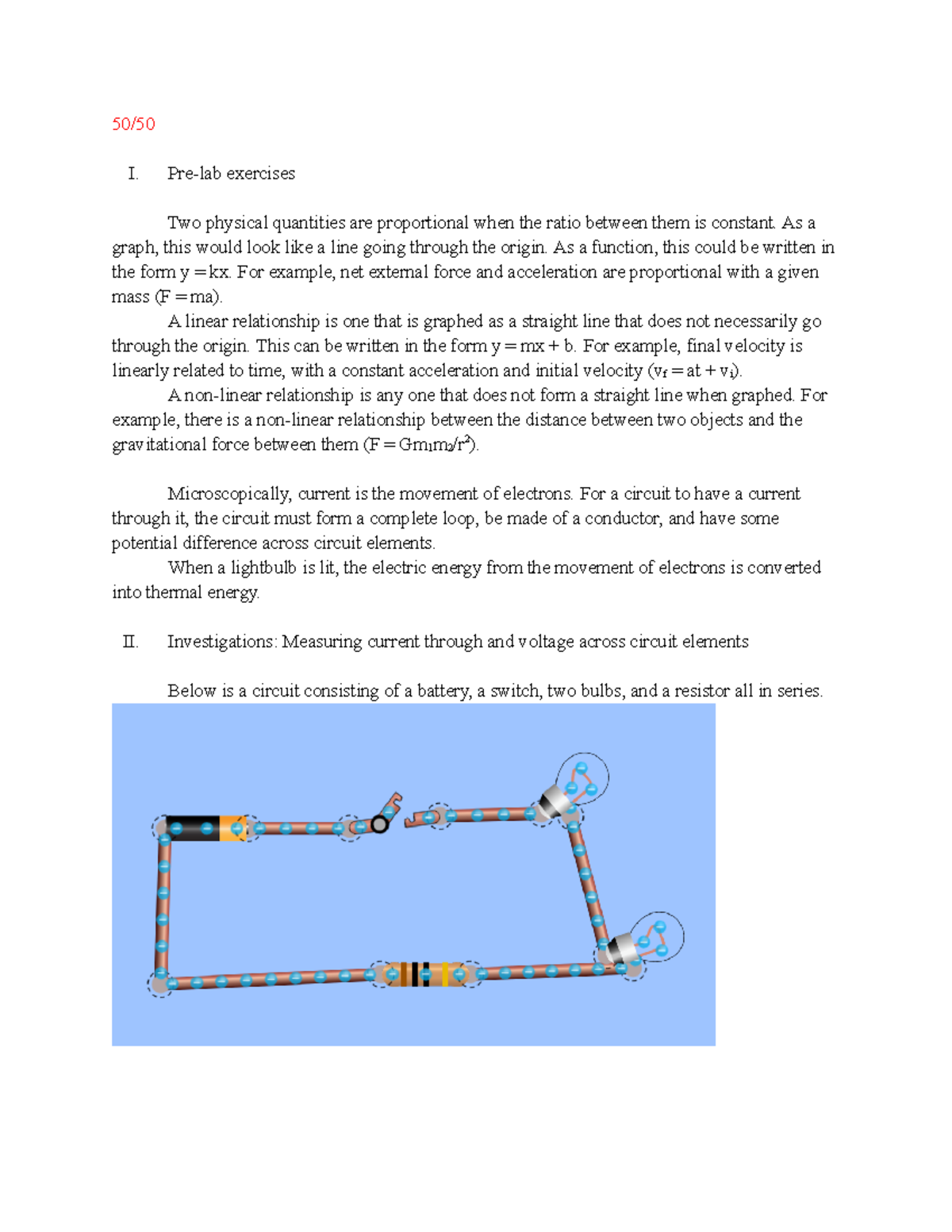 Lab 5: Circuit Investigations and Current-Voltage Relationships - Studocu