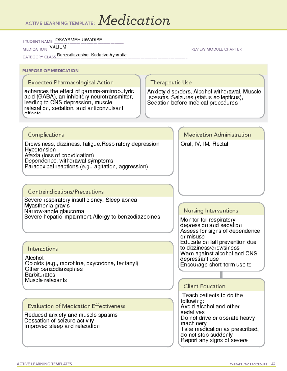 Active Learning Template Valium - ACTIVE LEARNING TEMPLATES TherapeuTic ...