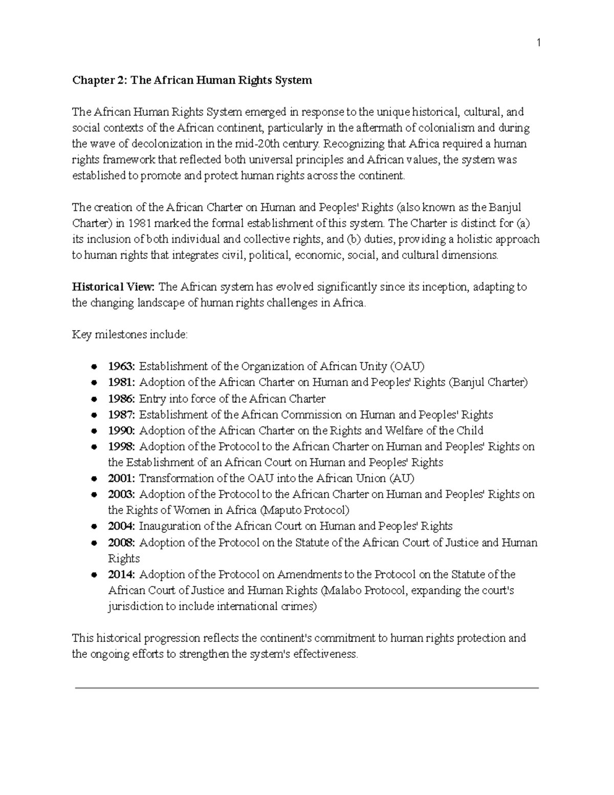 Chapter 2- The African Human Rights System - Recognizing that Africa ...